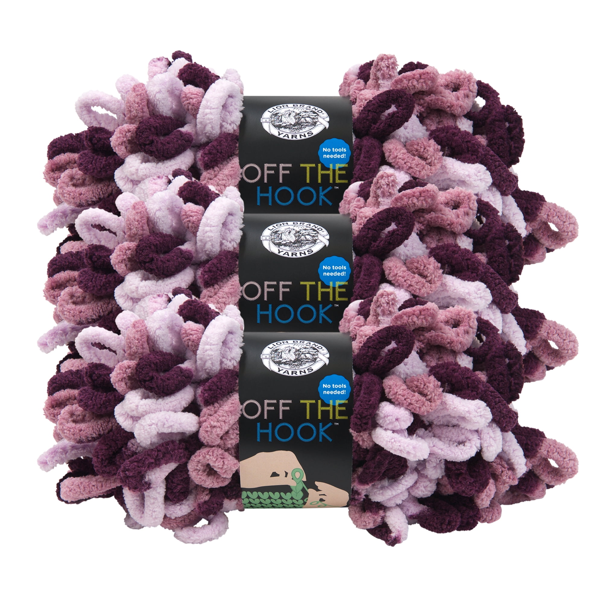 Lion Brand Yarn Off the Hook Grape Soda Loop Jumbo Polyester Multi ...