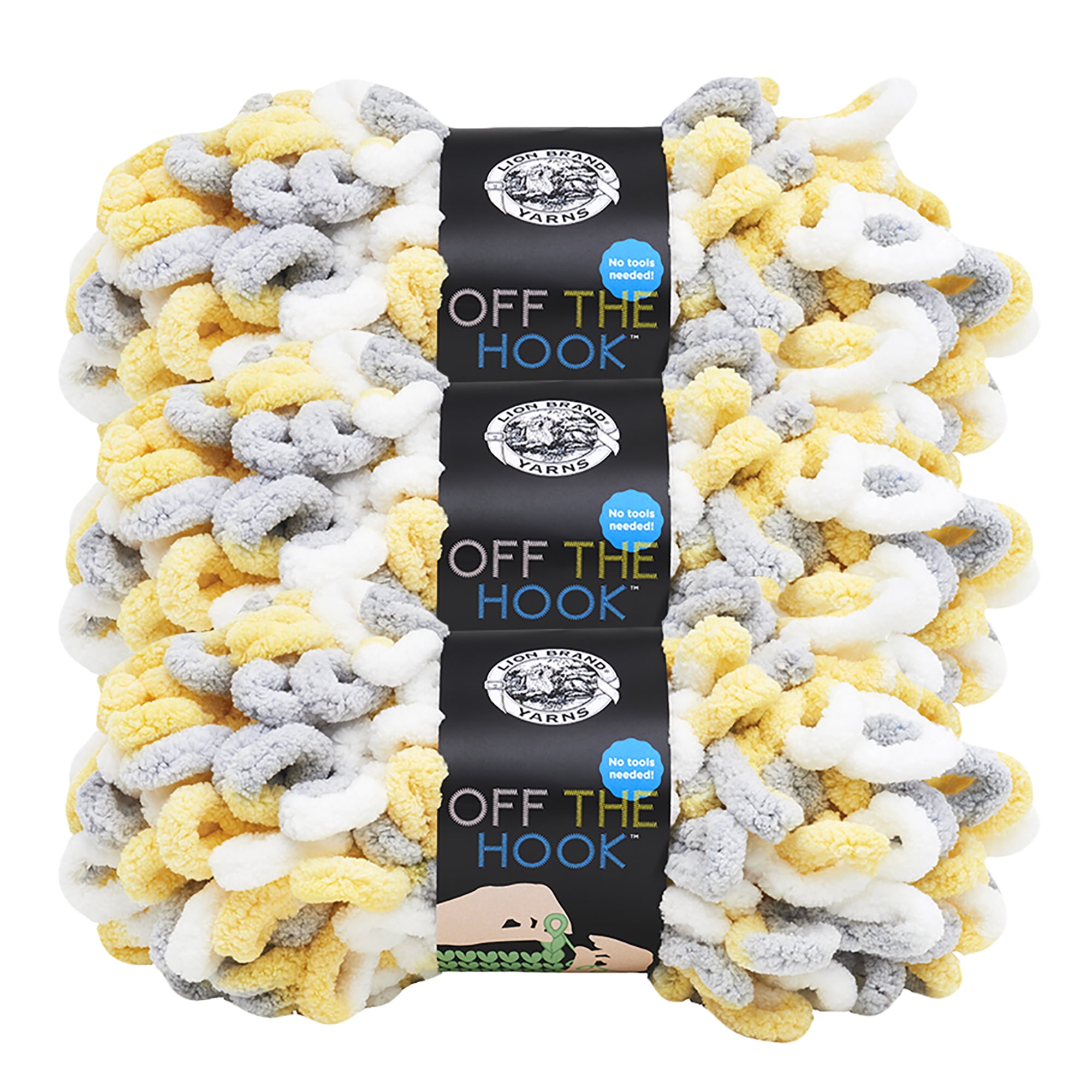 Lion Brand Yarn Off the Hook Lemon Drop Loop Jumbo Polyester Multi ...