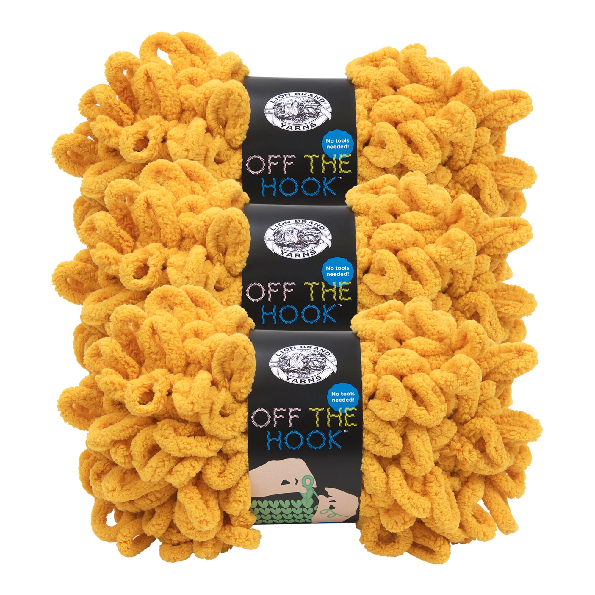 Lion Brand Yarn Off the Hook Saffron Loop Jumbo Polyester Yellow Yarn 3 ...