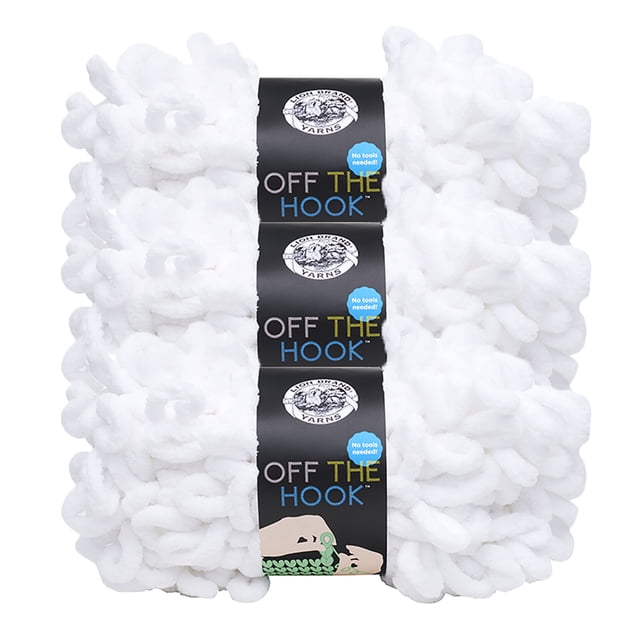 Lion Brand Yarn Off the Hook Sugarcane Loop Jumbo Polyester White Yarn ...