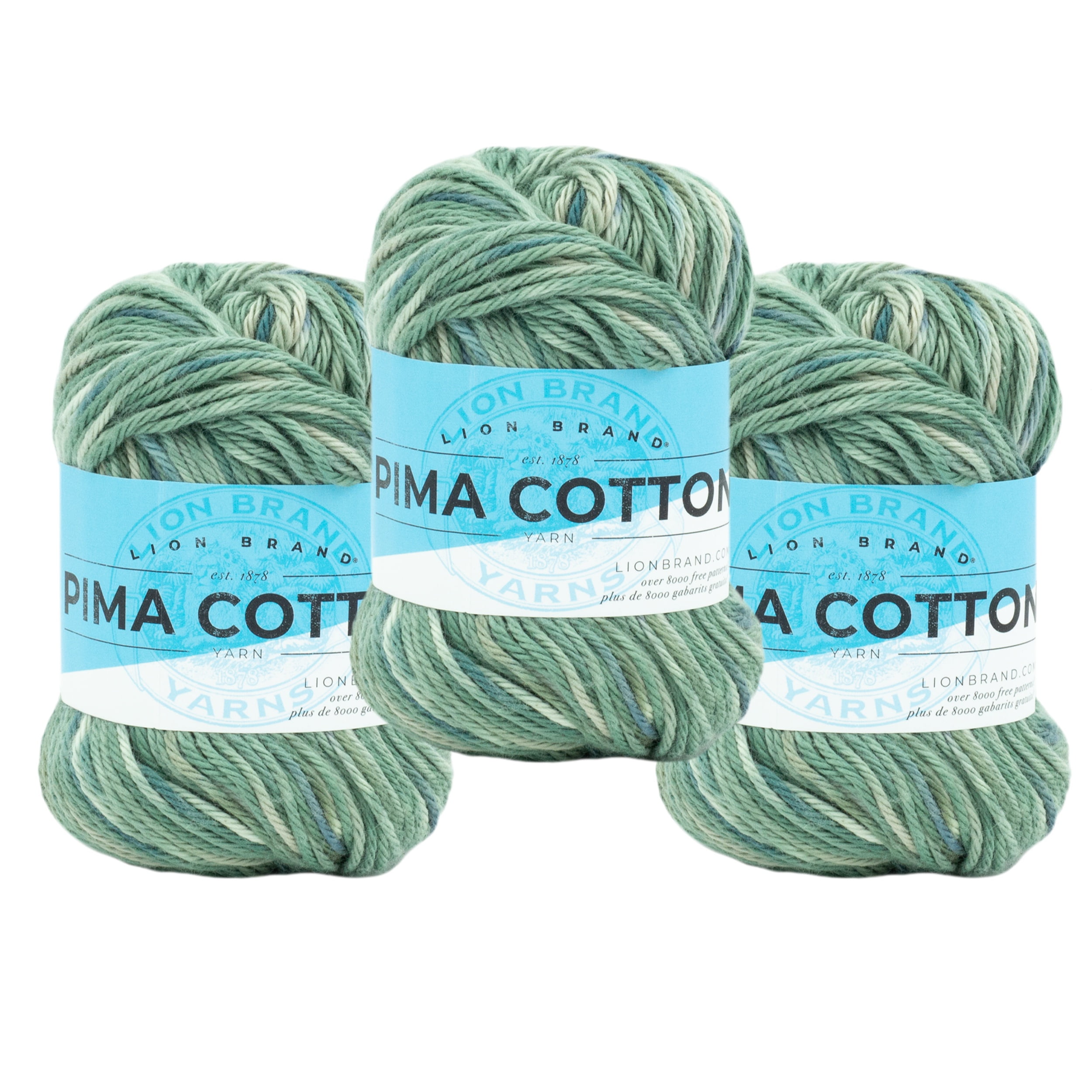 Lion Brand Yarn Pima Cotton Patagonia 762-502W Medium Cotton 3 Pack ...