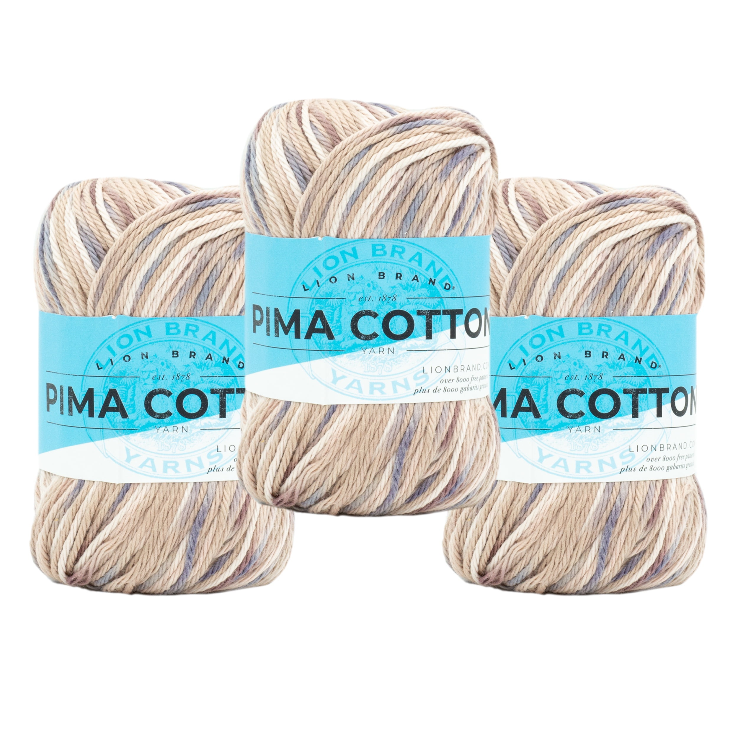 Lion Brand, Yarn, Pima Cotton Pink Mist 762-503X, Medium Cotton 3 Pack ...