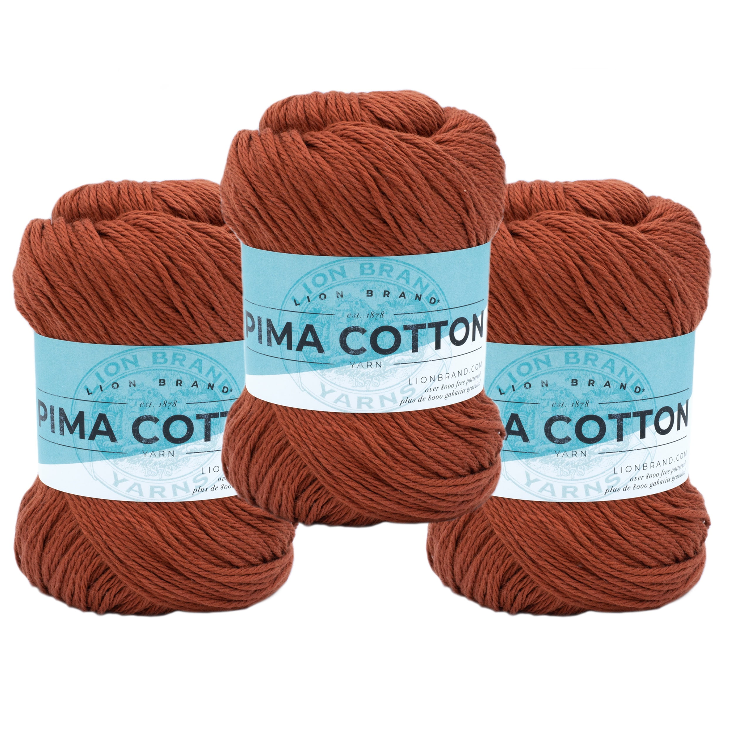 Lion Brand Yarn Pima Cotton Spice 762-135 Medium Cotton 3 Pack ...