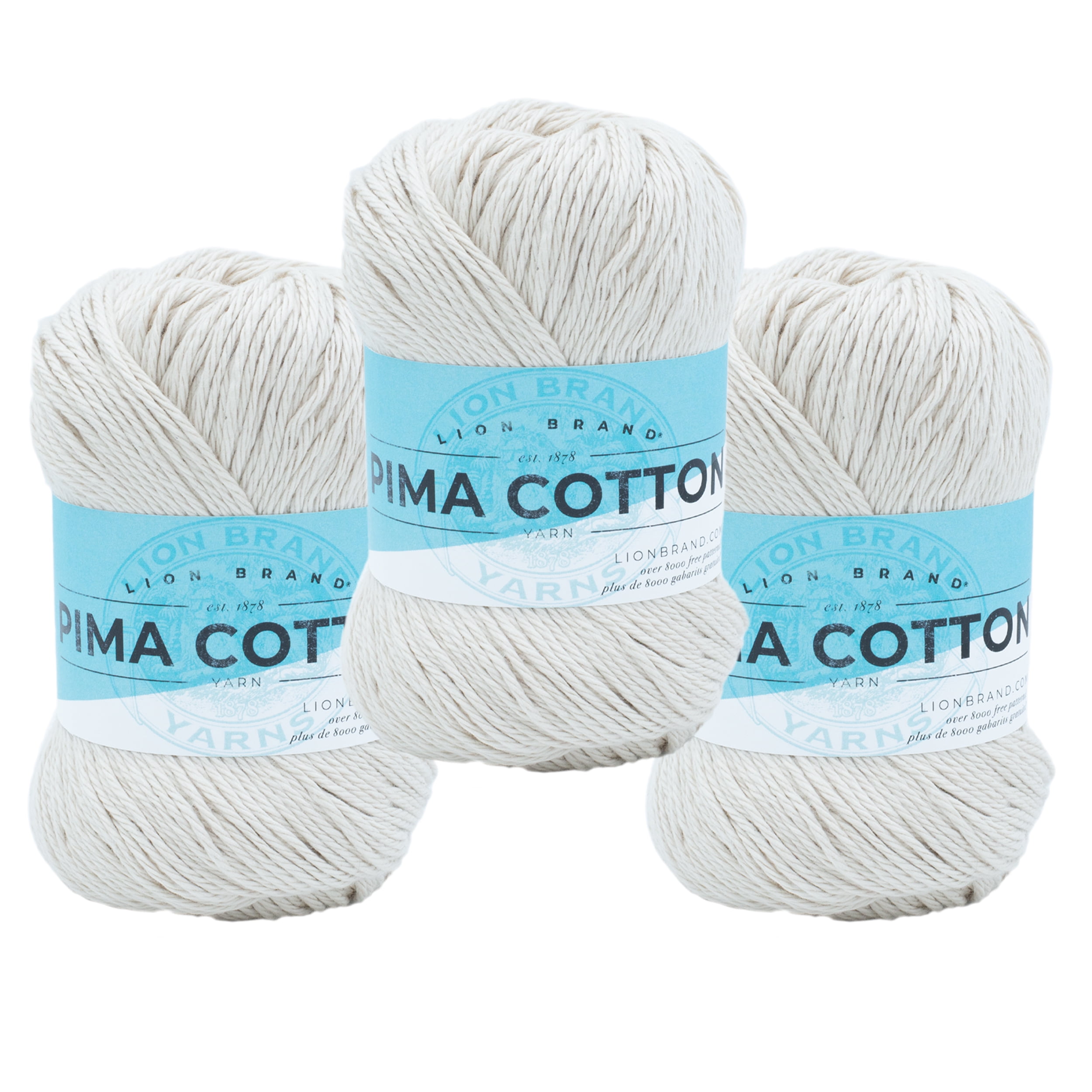 Lion Brand Yarn Pima Cotton Vintage Basic Medium Cotton Off-White Yarn ...