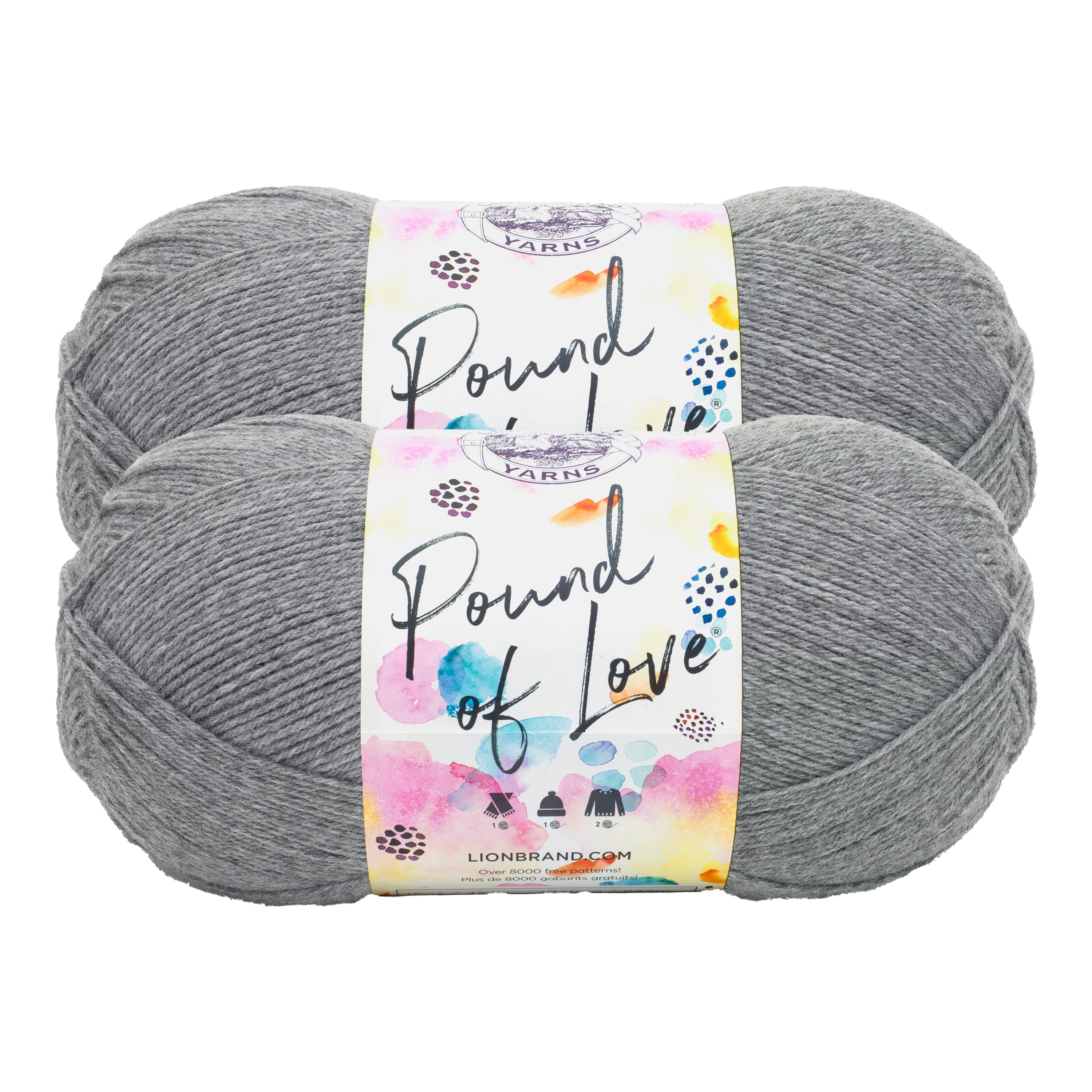 Lion Brand Yarn Pound of Love Oxford Grey 550-150U Medium Premium ...