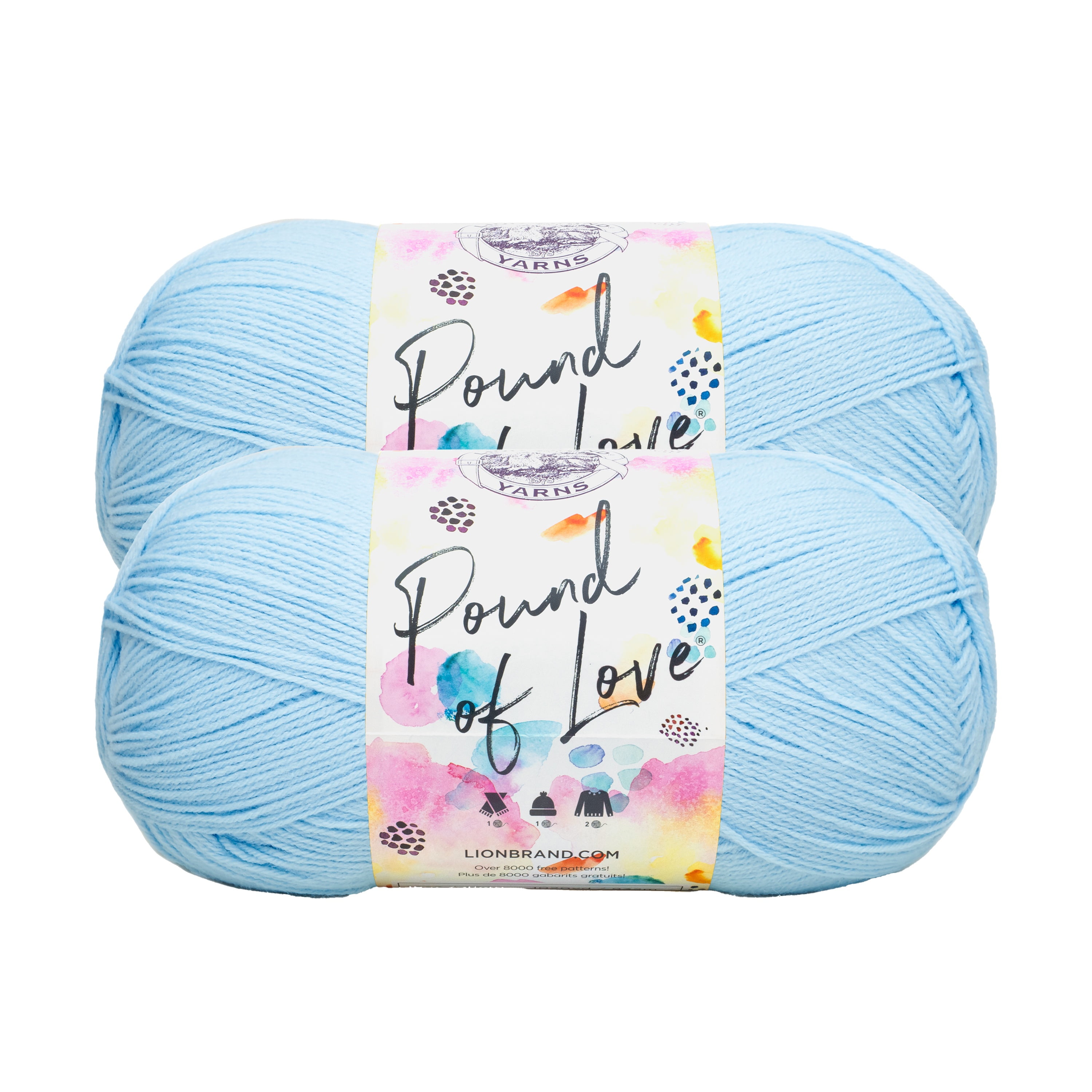 Lion Brand Yarn Pound of Love Pastel Blue 550-106B Medium Premium ...
