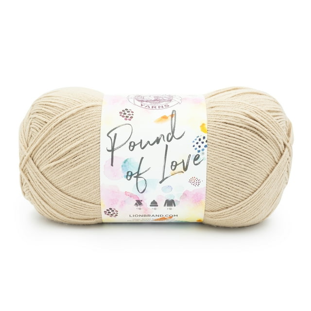 Lion Brand Yarn Pound of Love Sugar Cookie Medium Premium Acrylic Beige ...
