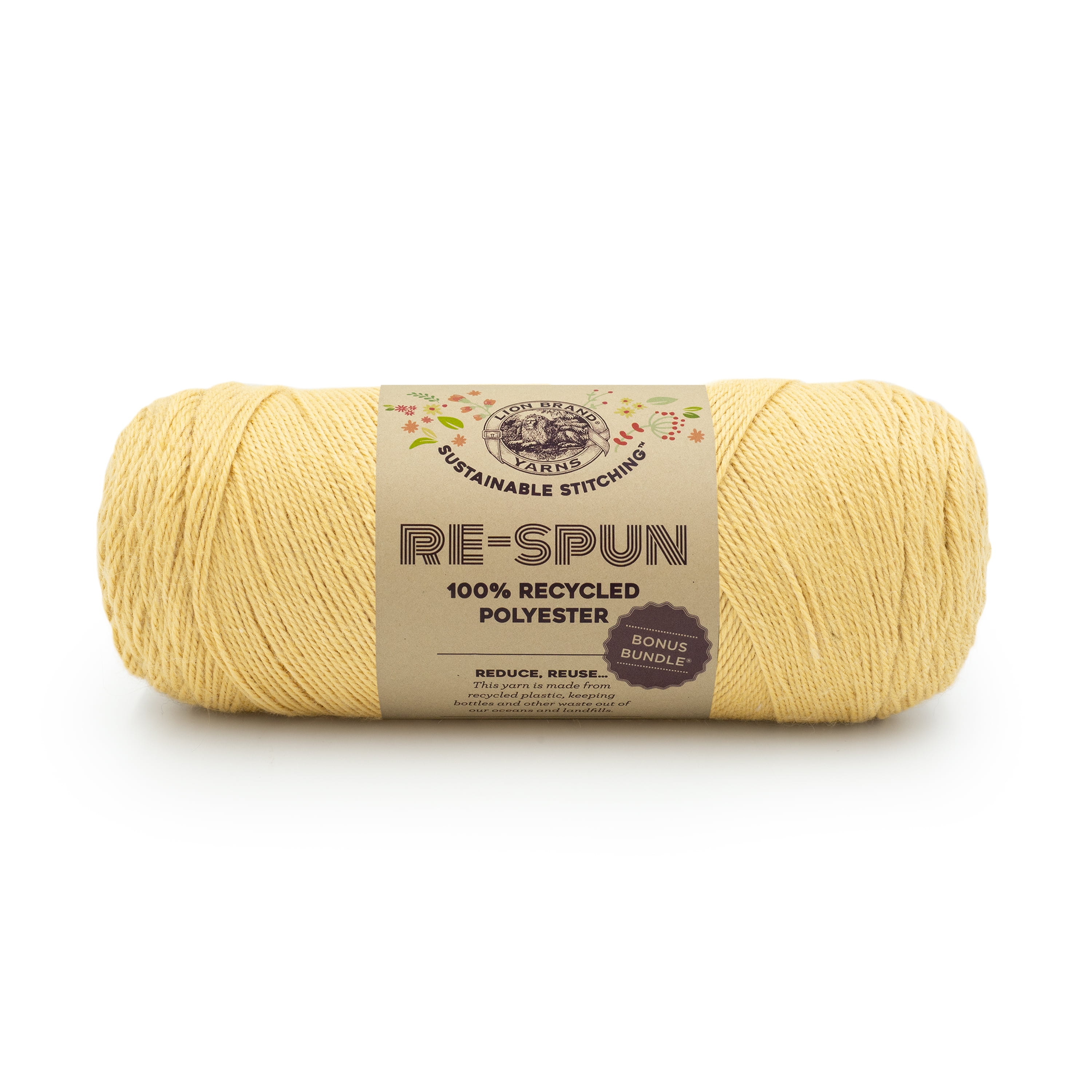 Lion Brand Yarn Re-Spun Bonus Bundle Sahara Medium Recycled Polyester ...
