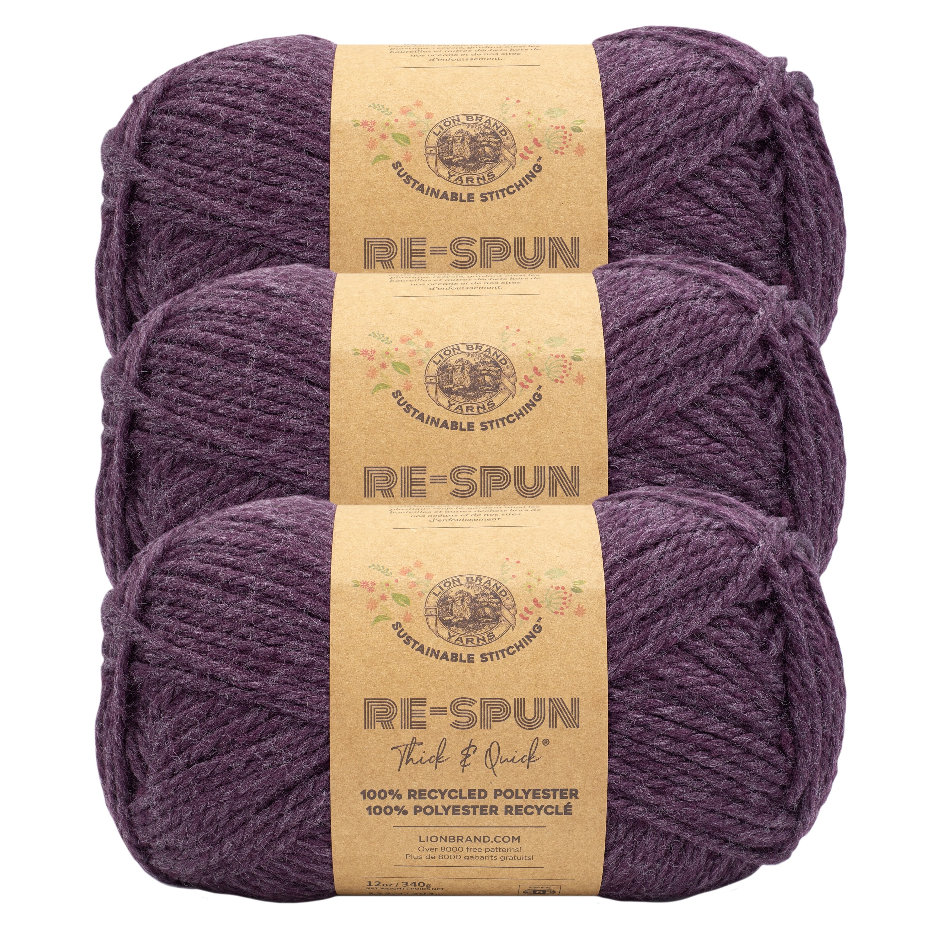 Lion Brand Yarn Re-Spun Thick & Quick Cosmos Super Bulky Yarn Recycled ...
