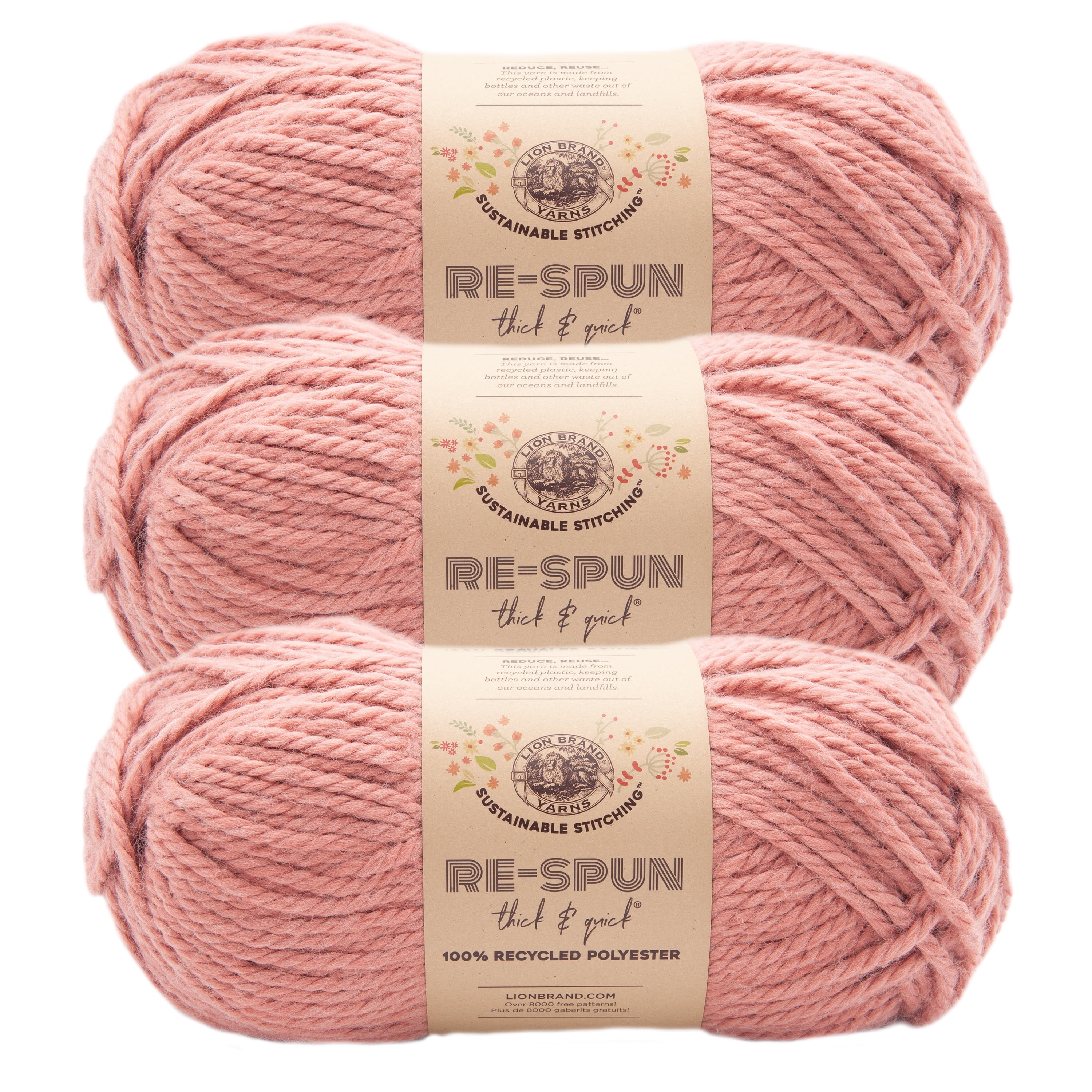 Lion Brand Yarn Re-Spun Thick & Quick Desert Sand Super Bulky Yarn ...
