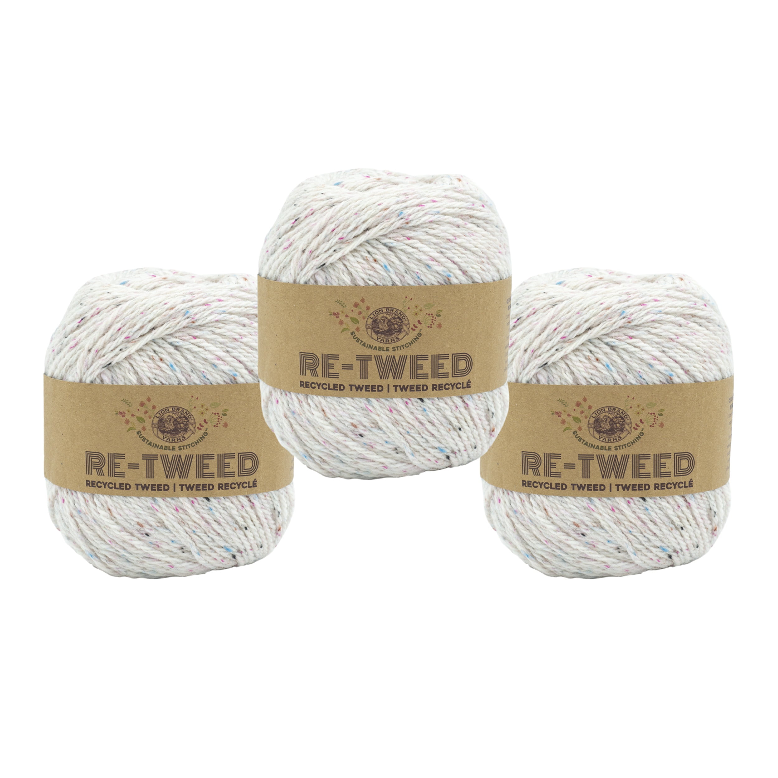 Lion Brand Yarn Re-Tweed Hay 253-098AL Medium Recycled Wool, Recycled ...