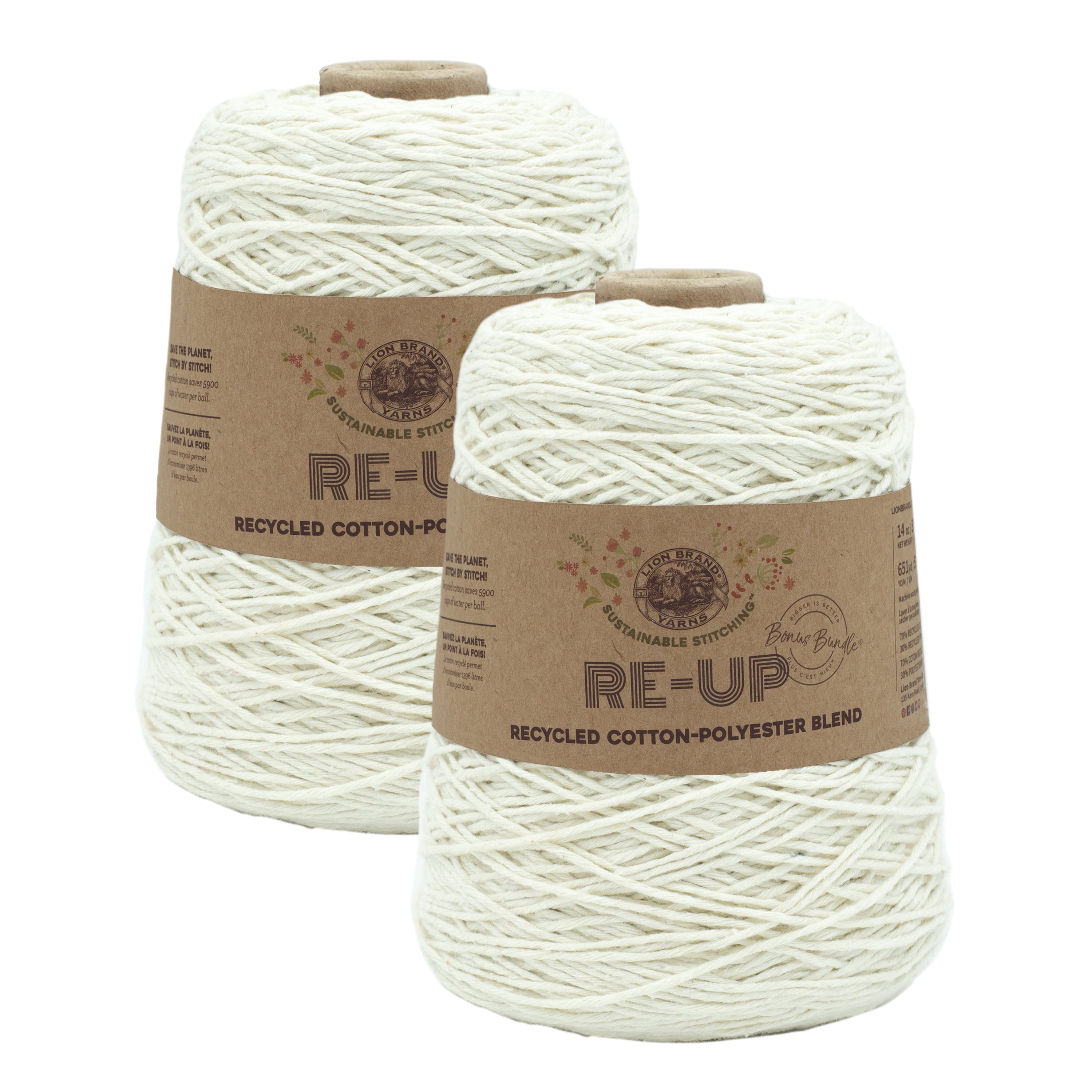 Lion Brand Yarn Re-Up Bonus Bundle Full Moon Medium Recycled Cotton ...