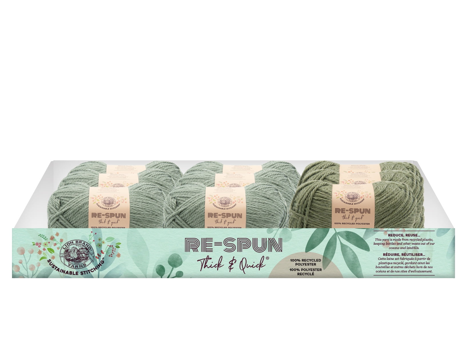 Lion Brand Yarn ReSpun Thick & Quick Spruce (12 skeins), Evergreen (6 ...
