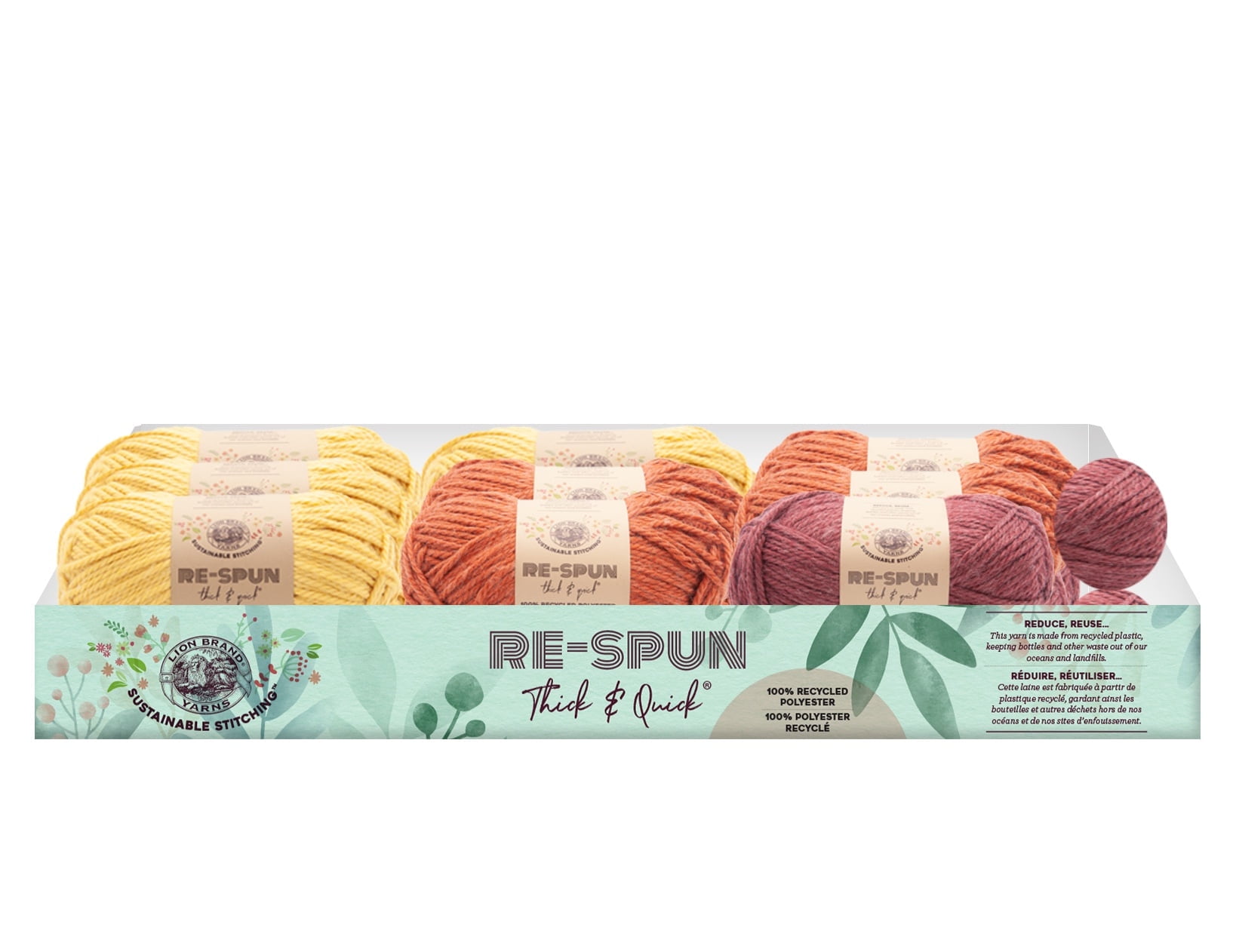 Lion Brand Yarn ReSpun Thick & Quick Sunshine (7 skeins), Cinnamon ...