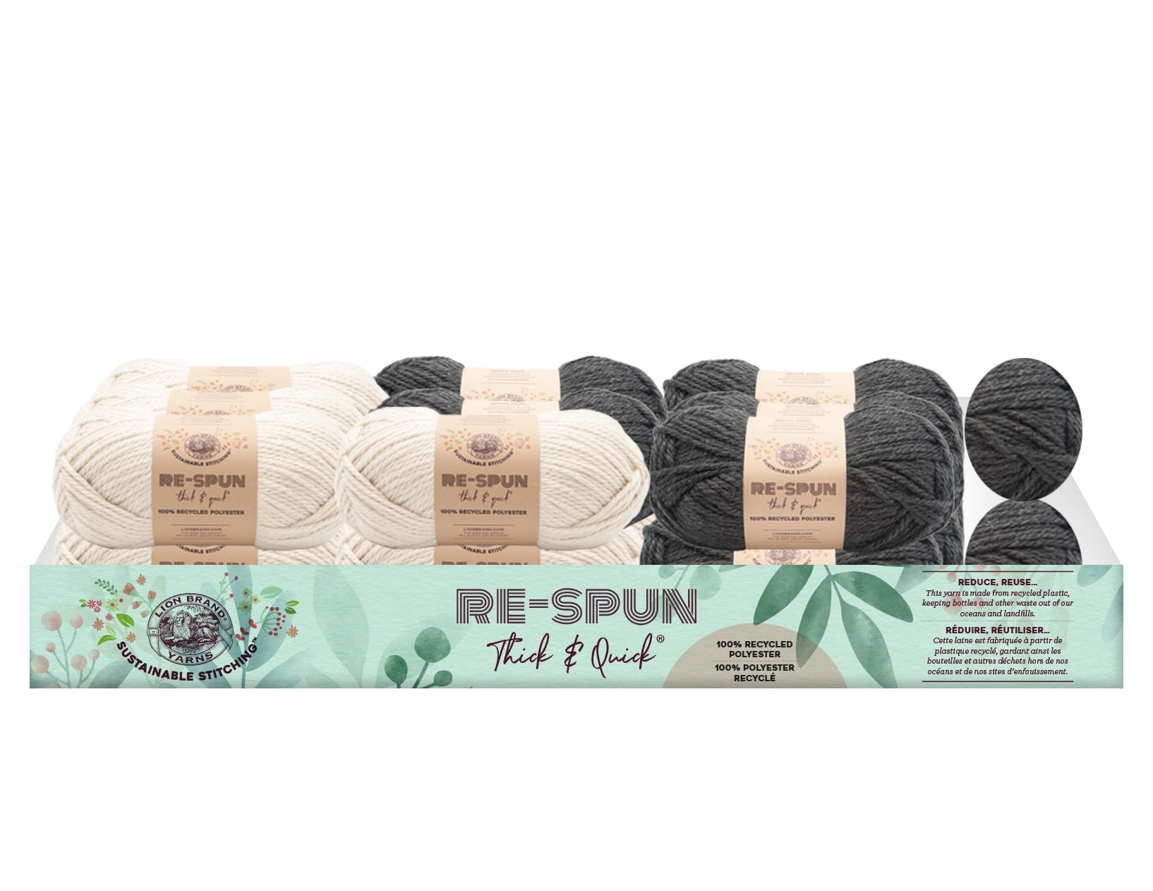 Lion Brand Yarn ReSpun Thick & Quick Whipped Cream (10 skeins), Raven ...