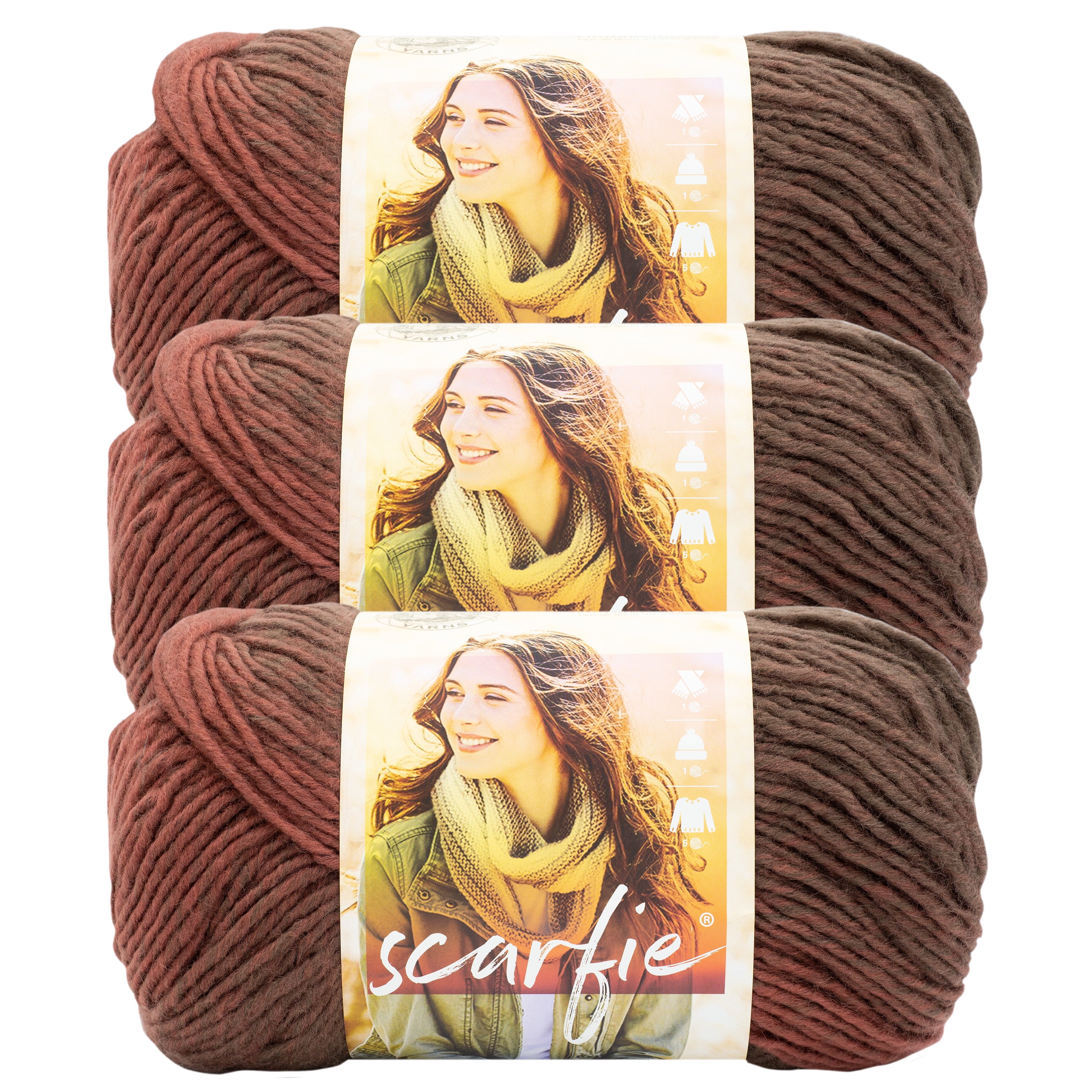 Lion Brand Yarn Scarfie Wine/Truffle Bulky Acrylic, Wool Multi-color ...