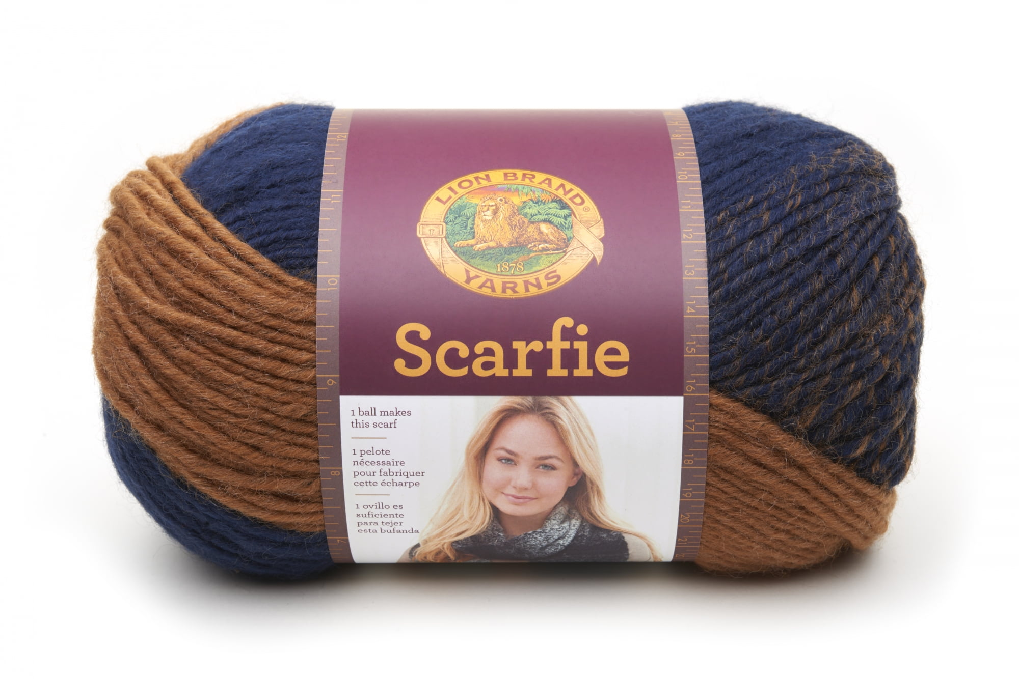 Lion Brand Yarn ScarfieOchre/Navy Scarf Bulky Acrylic, Wool Multi-color ...