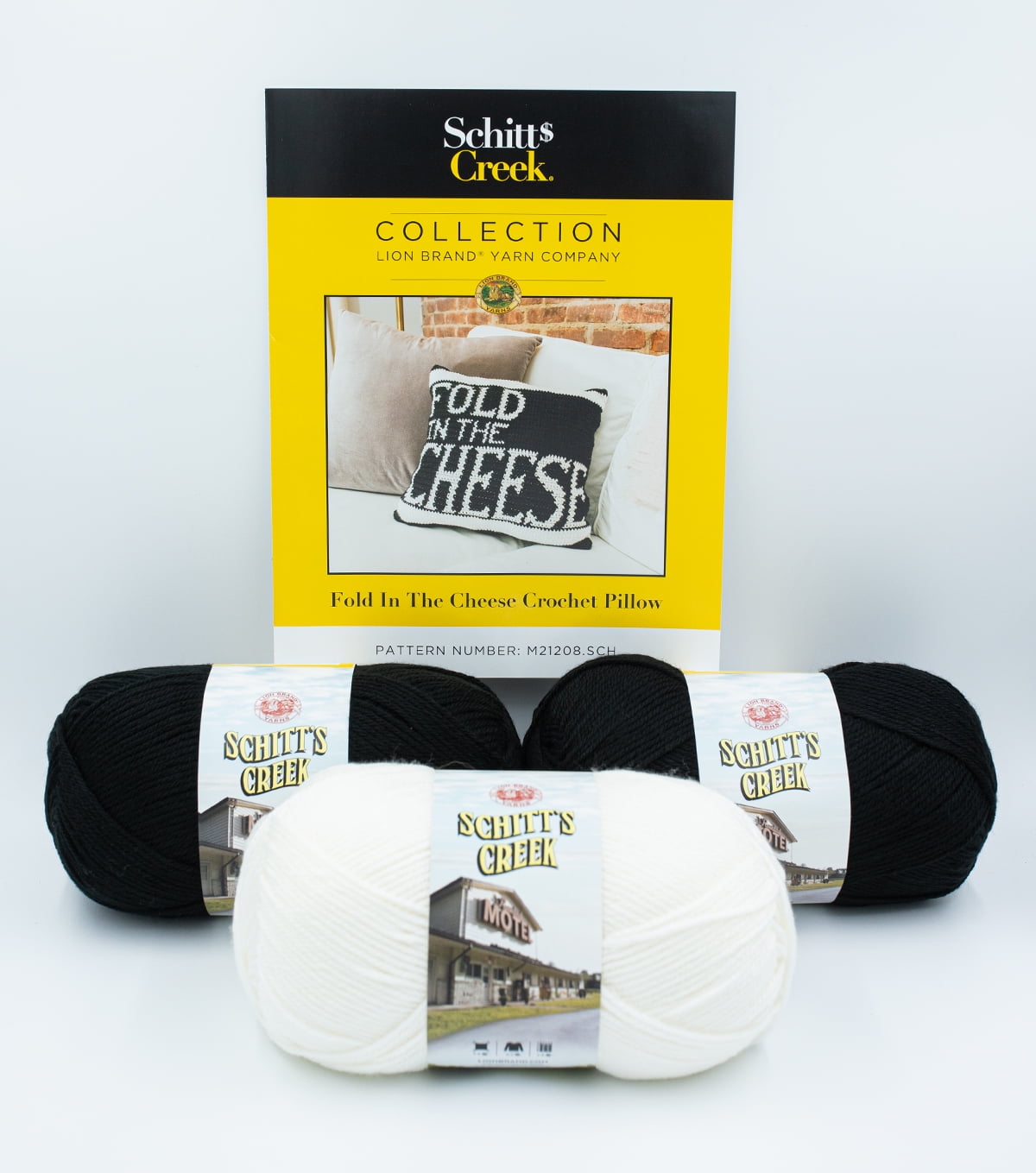 Lion Brand Yarn Schitt's Creek Bundle Fold in the Cheese Pillow Crochet ...