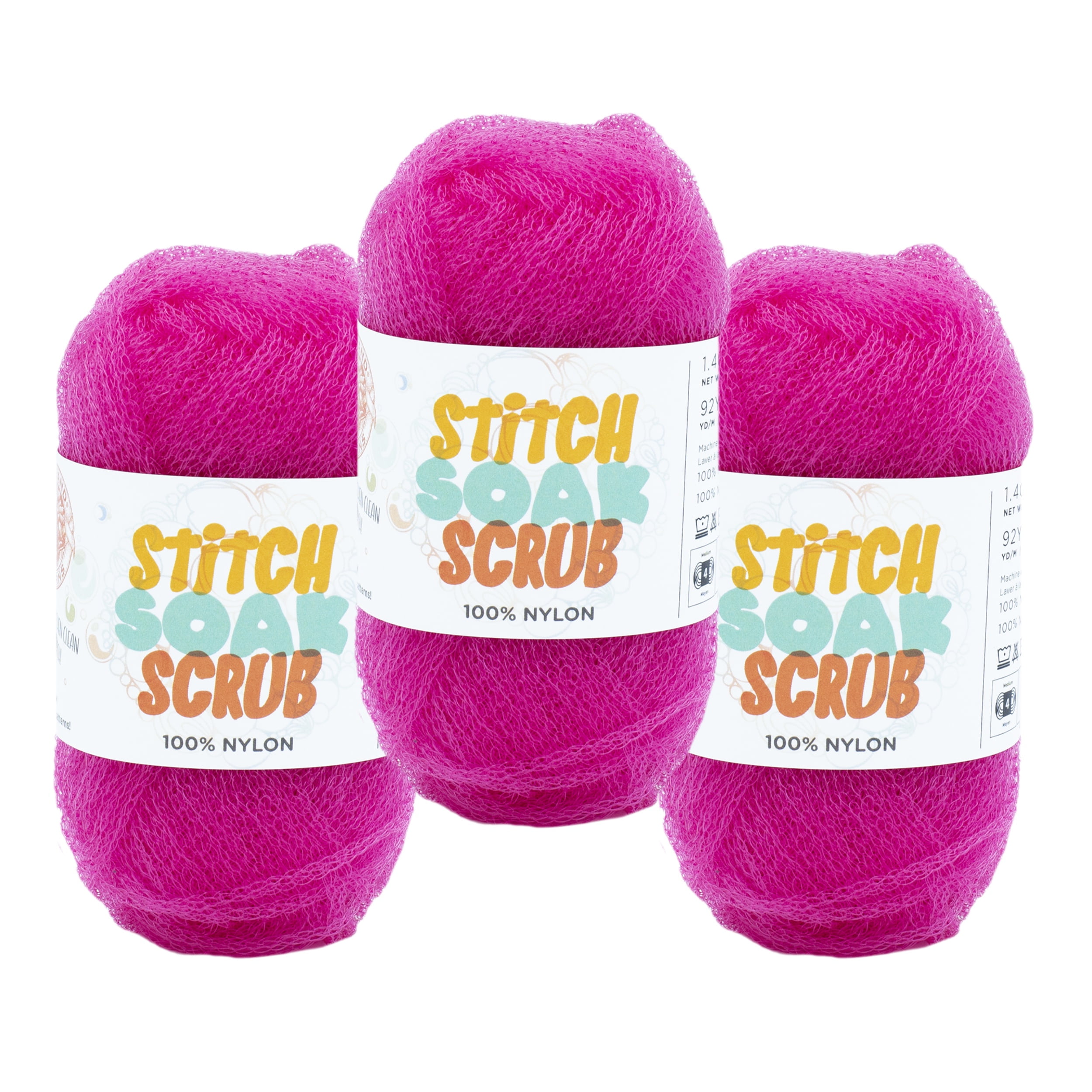 Lion Brand Yarn Stitch Soak Scrub Cabaret Medium Nylon Yarn 3 Pack ...