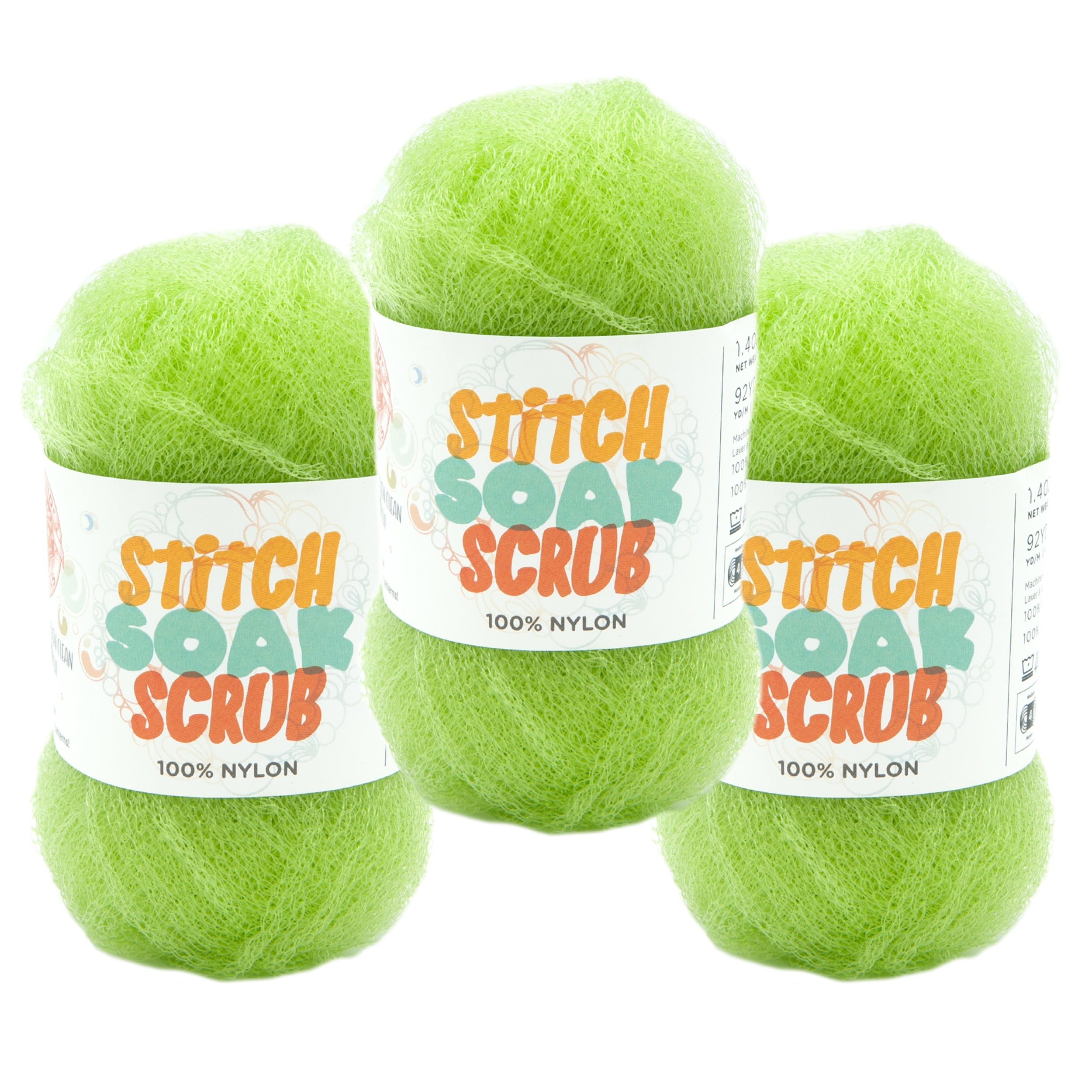 Lion Brand Yarn Stitch Soak Scrub Chartreuse Medium Nylon Yarn 3 Pack ...
