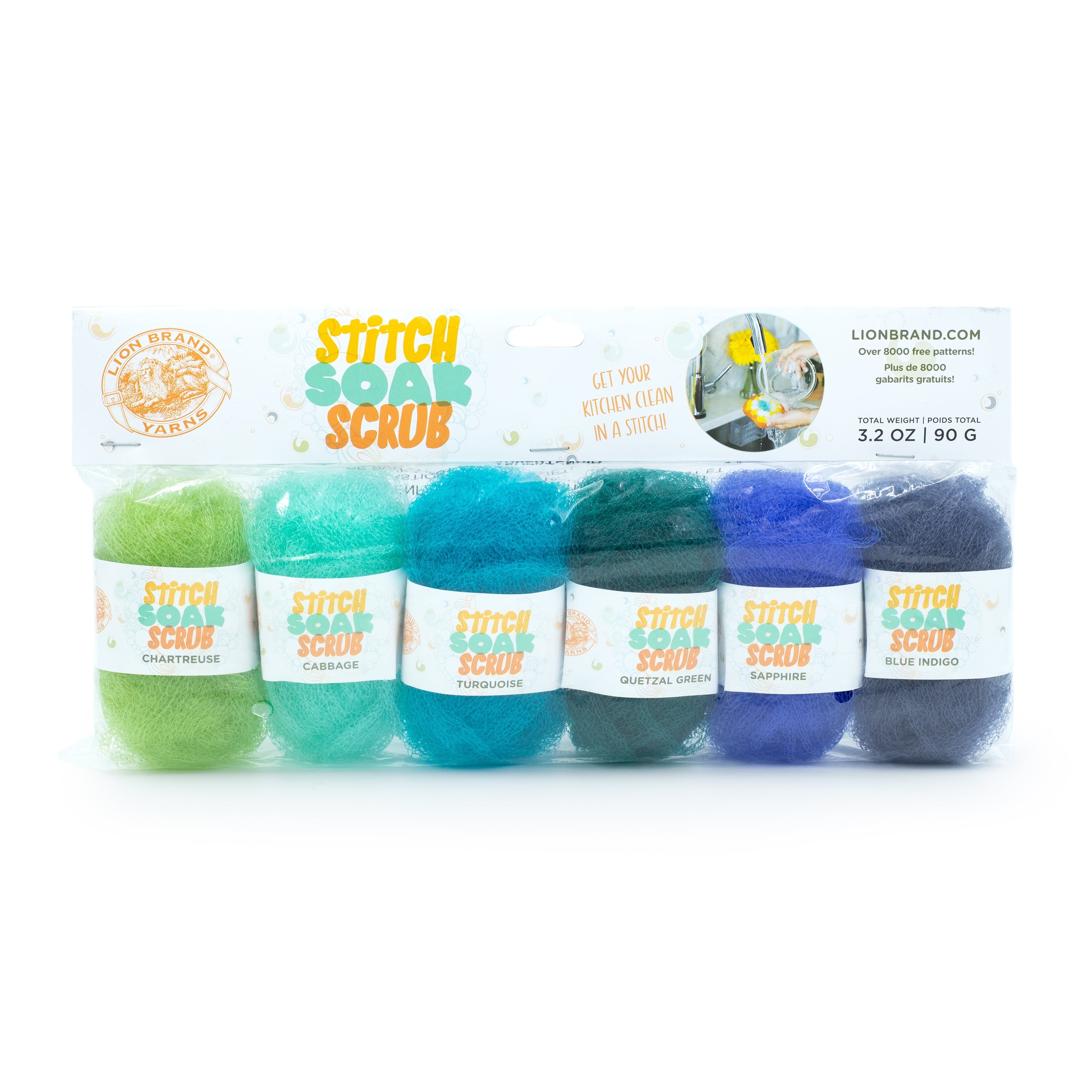 Lion Brand Yarn Stitch Soak Scrub Cools 6-Mini Ball Assorted Sample ...