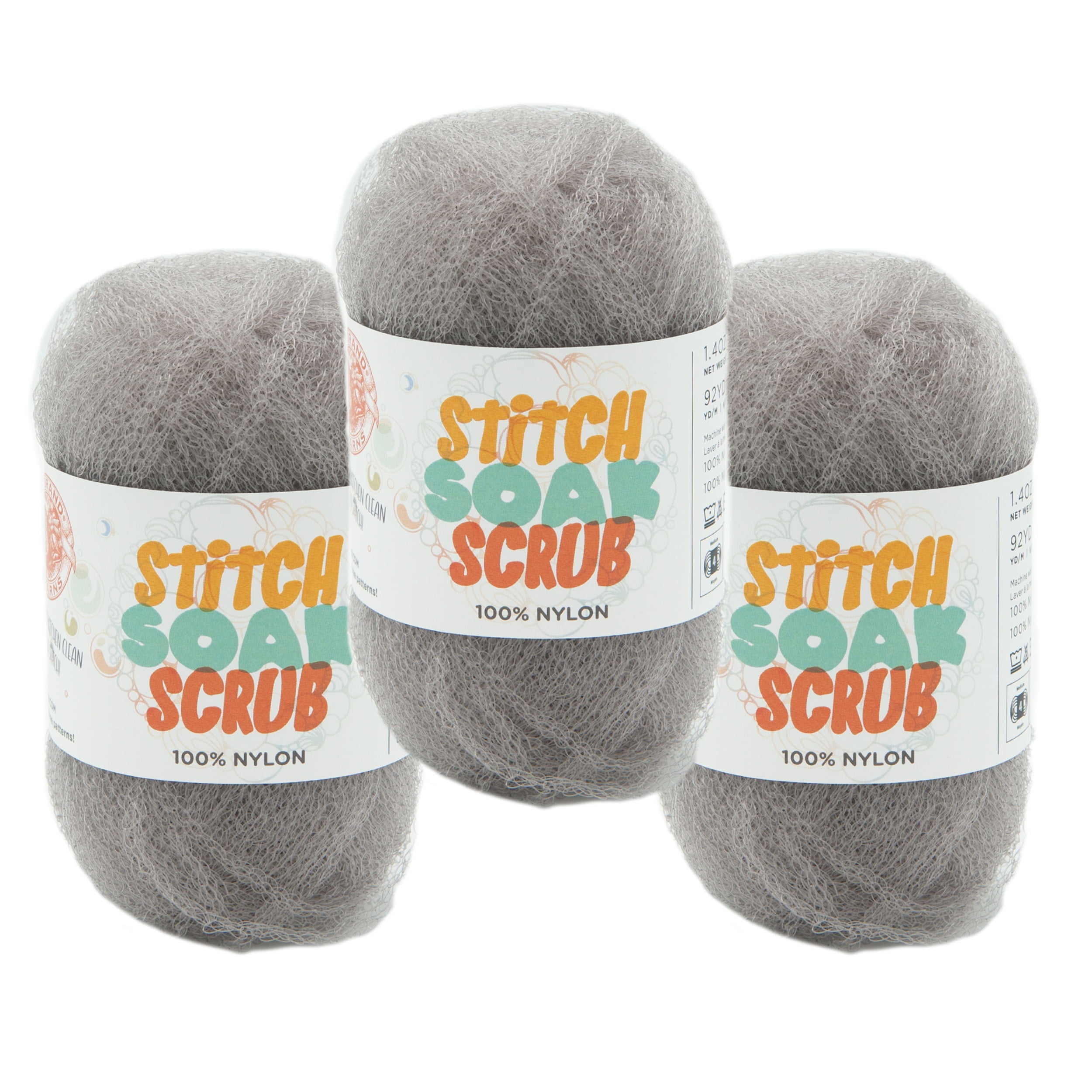 Lion Brand Yarn Stitch Soak Scrub Harbor Mist Medium Nylon Yarn 3 Pack ...