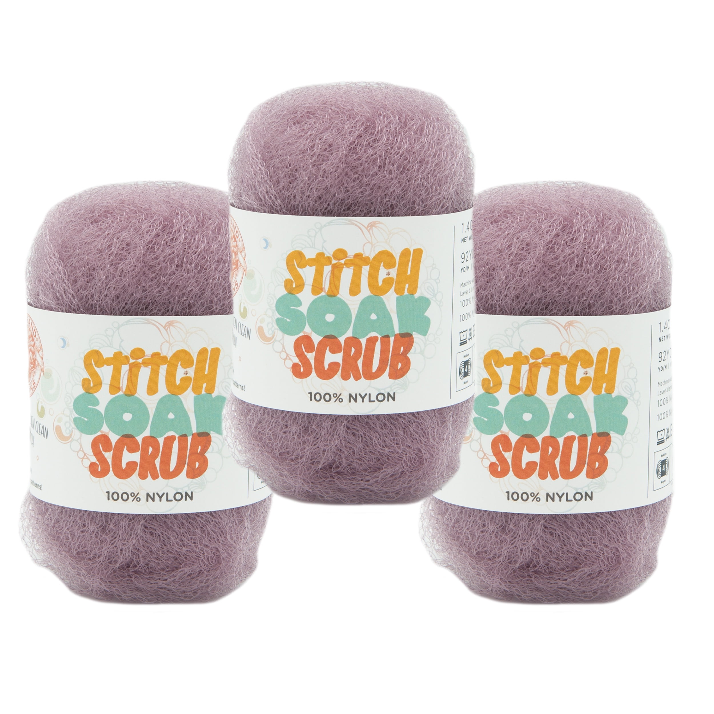 Lion Brand Yarn Stitch Soak Scrub Lilac Medium Nylon Yarn 3 Pack ...