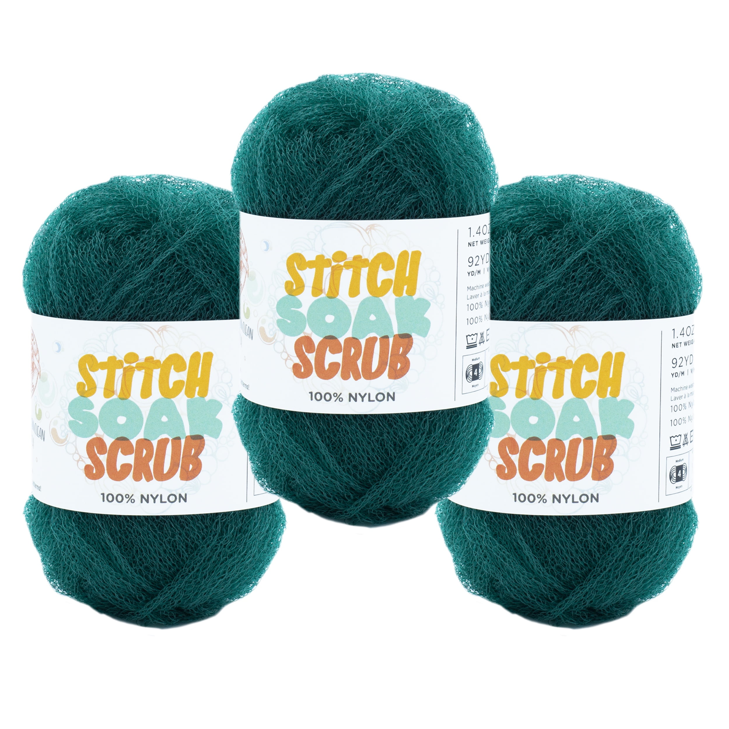 Lion Brand Yarn Stitch Soak Scrub Quetzal Green Medium Nylon Yarn 3 ...