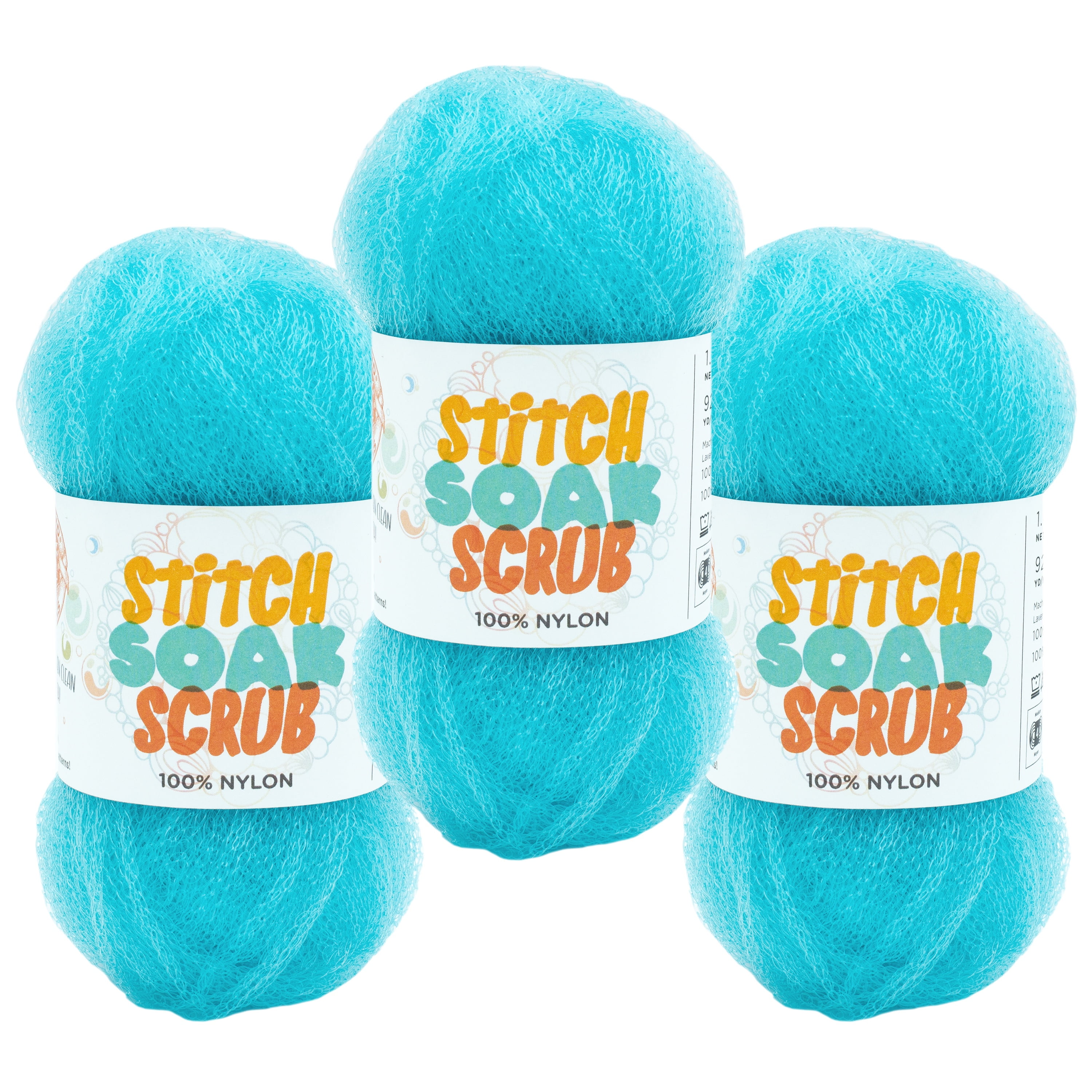 Lion Brand Yarn Stitch Soak Scrub Turquoise Medium Nylon Yarn 3 Pack ...