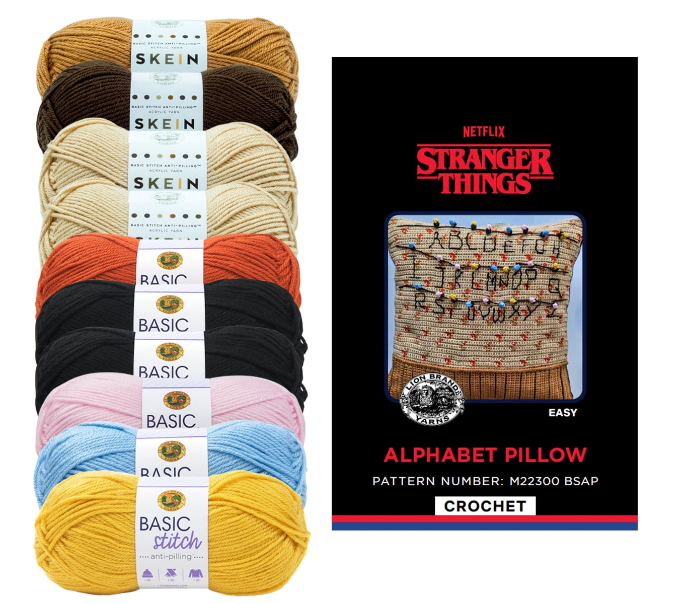 Lion Brand Yarn Stranger Things Bundle Alphabet Pillow Crochet Pattern ...
