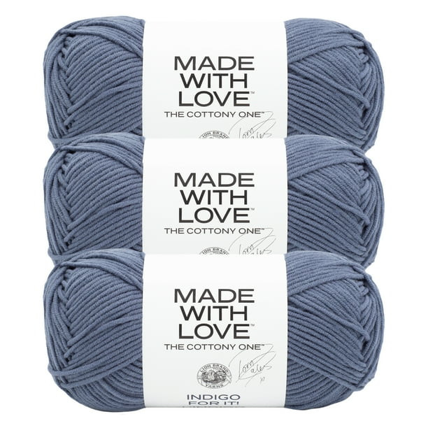 Lion Brand Yarn Tom Daley - The Cottony One Indigo For It! Medium Cotton, Acrylic Yarn 3 Pack ...