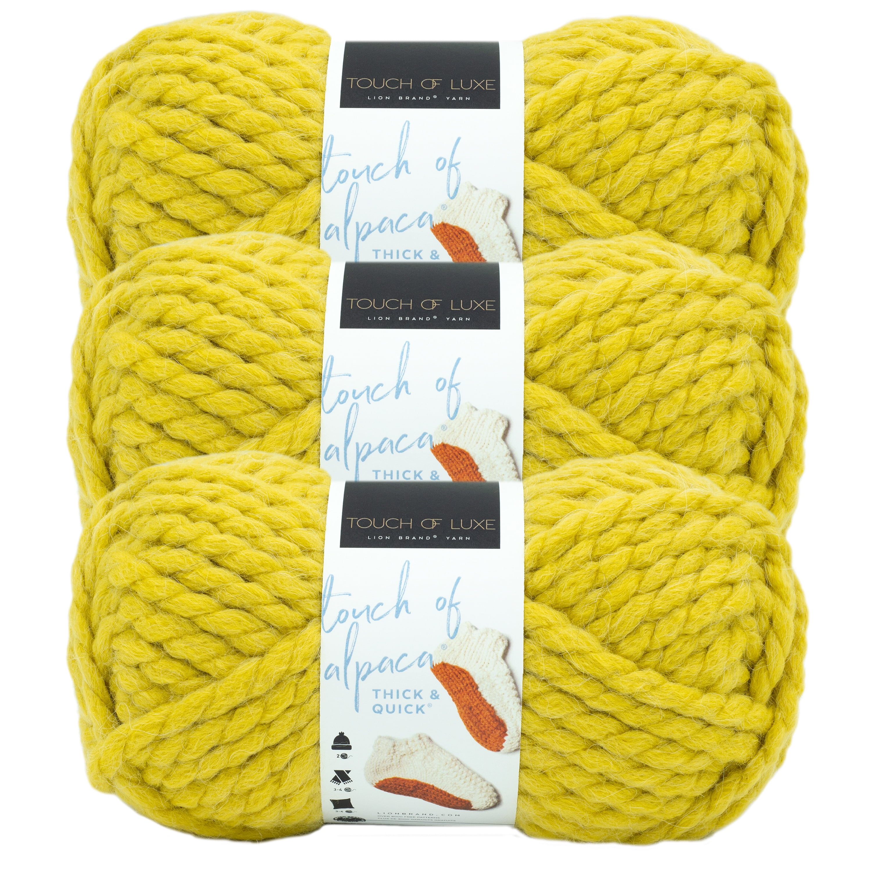 Lion Brand Yarn Touch of Alpaca Thick & Quick Yellow Mustard Jumbo ...