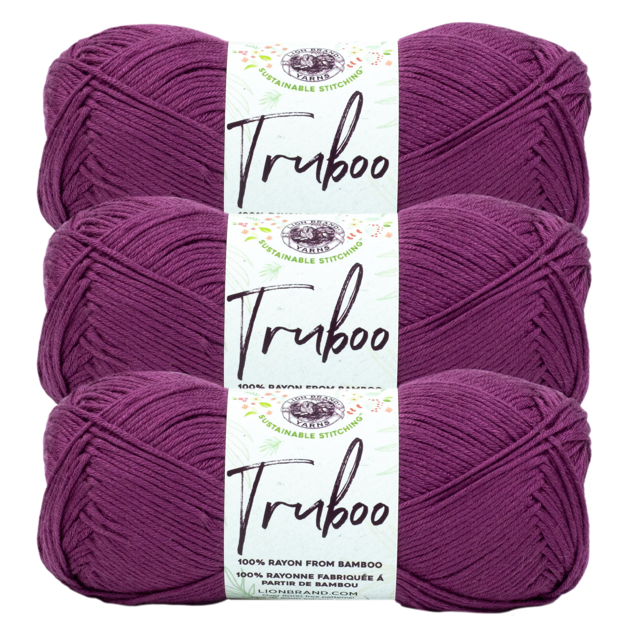 Lion Brand Yarn Truboo Mulberry Yarn 3 Pack - Walmart.com