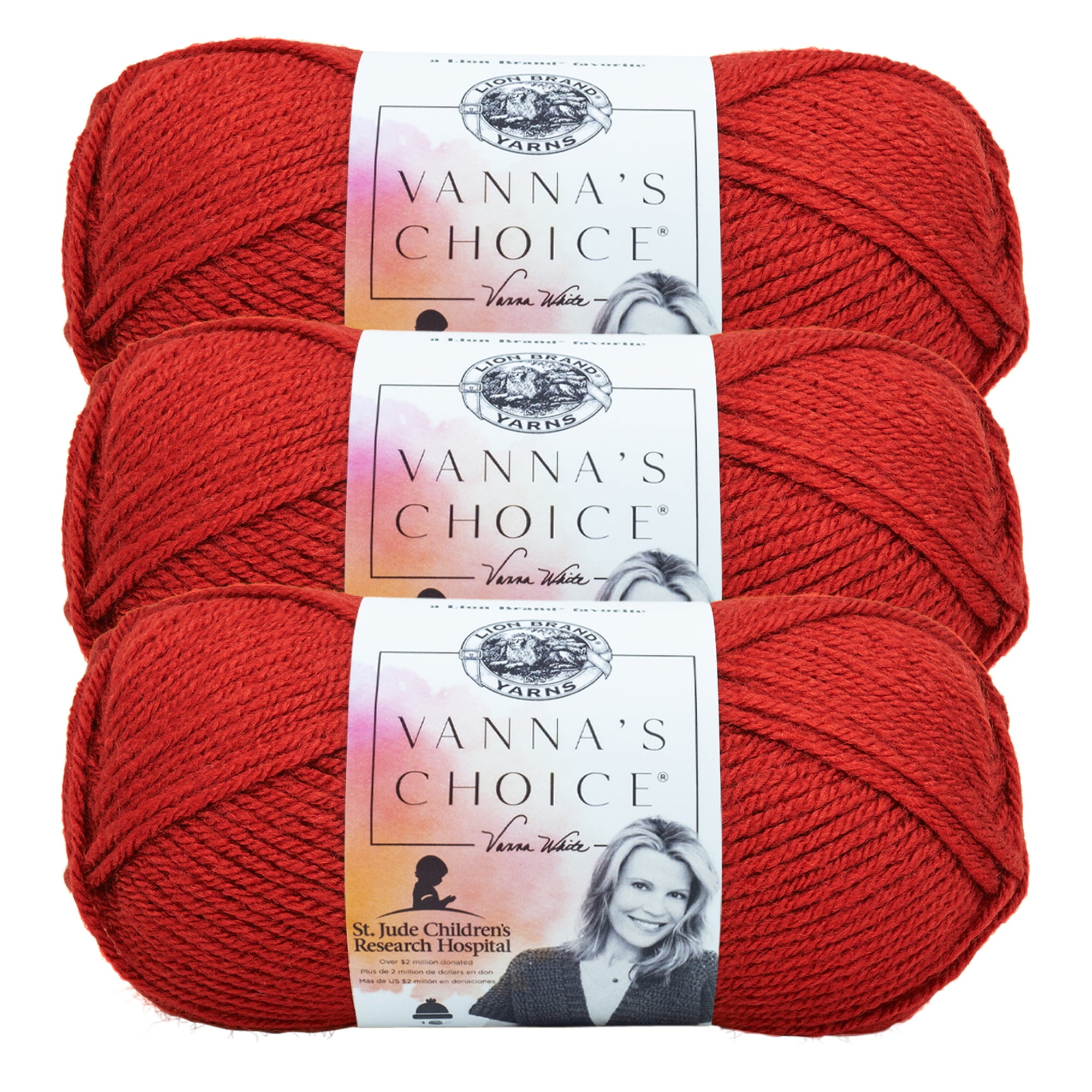 Lion Brand Yarn Vanna's Choice Brick Medium Acrylic Yarn 3 Pack ...