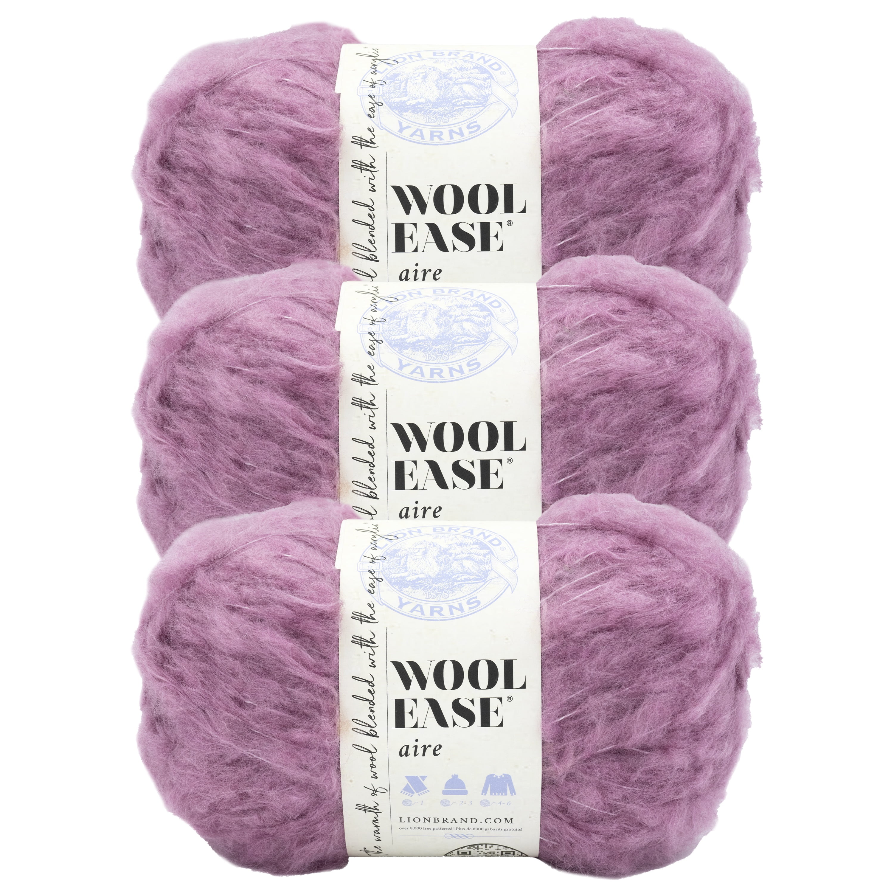 Lion Brand Yarn Wool-Ease Aire Lilac Super Bulky Acrylic, Wool ...