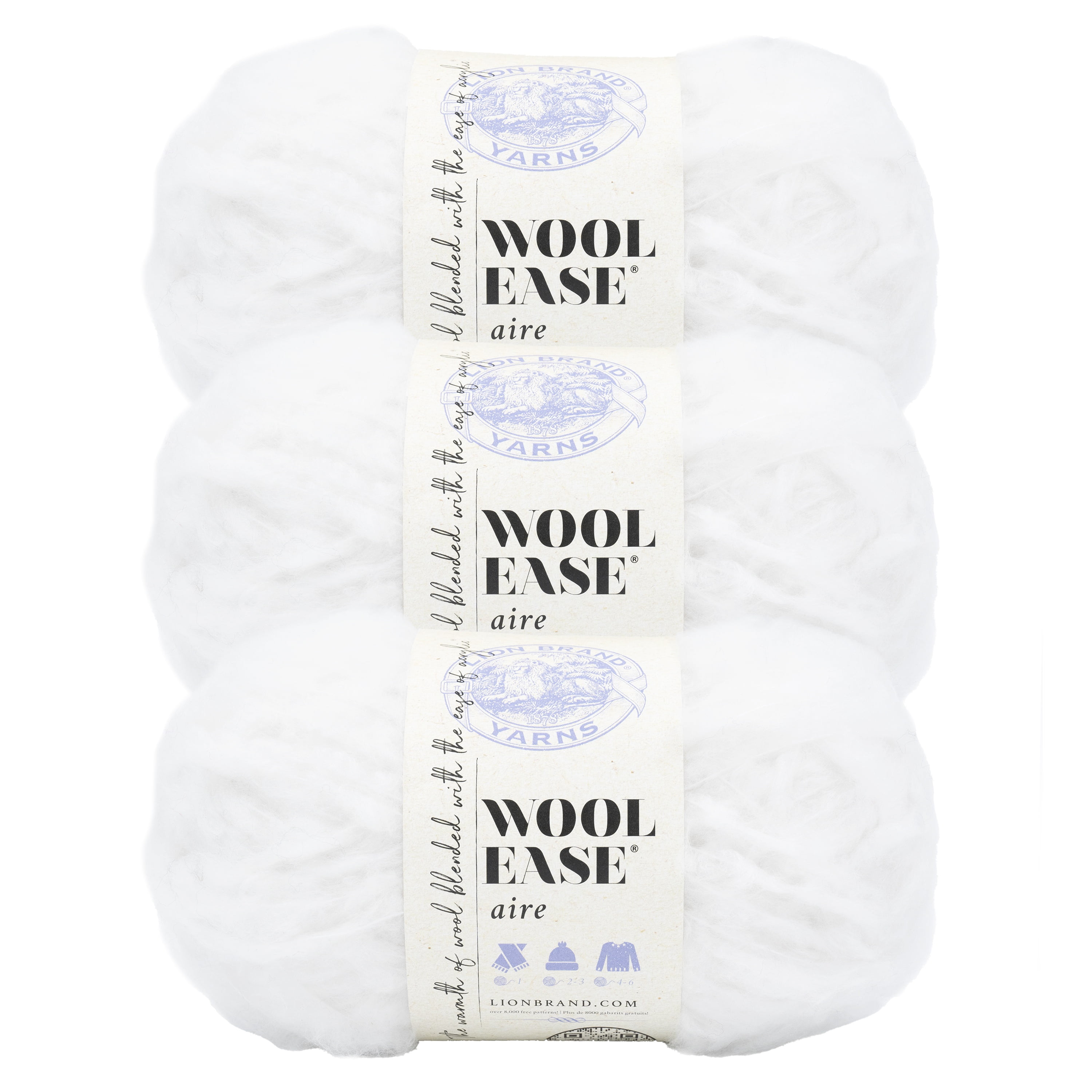 Lion Brand Yarn Wool-Ease Aire Marshmallow Super Bulky Acrylic, Wool ...