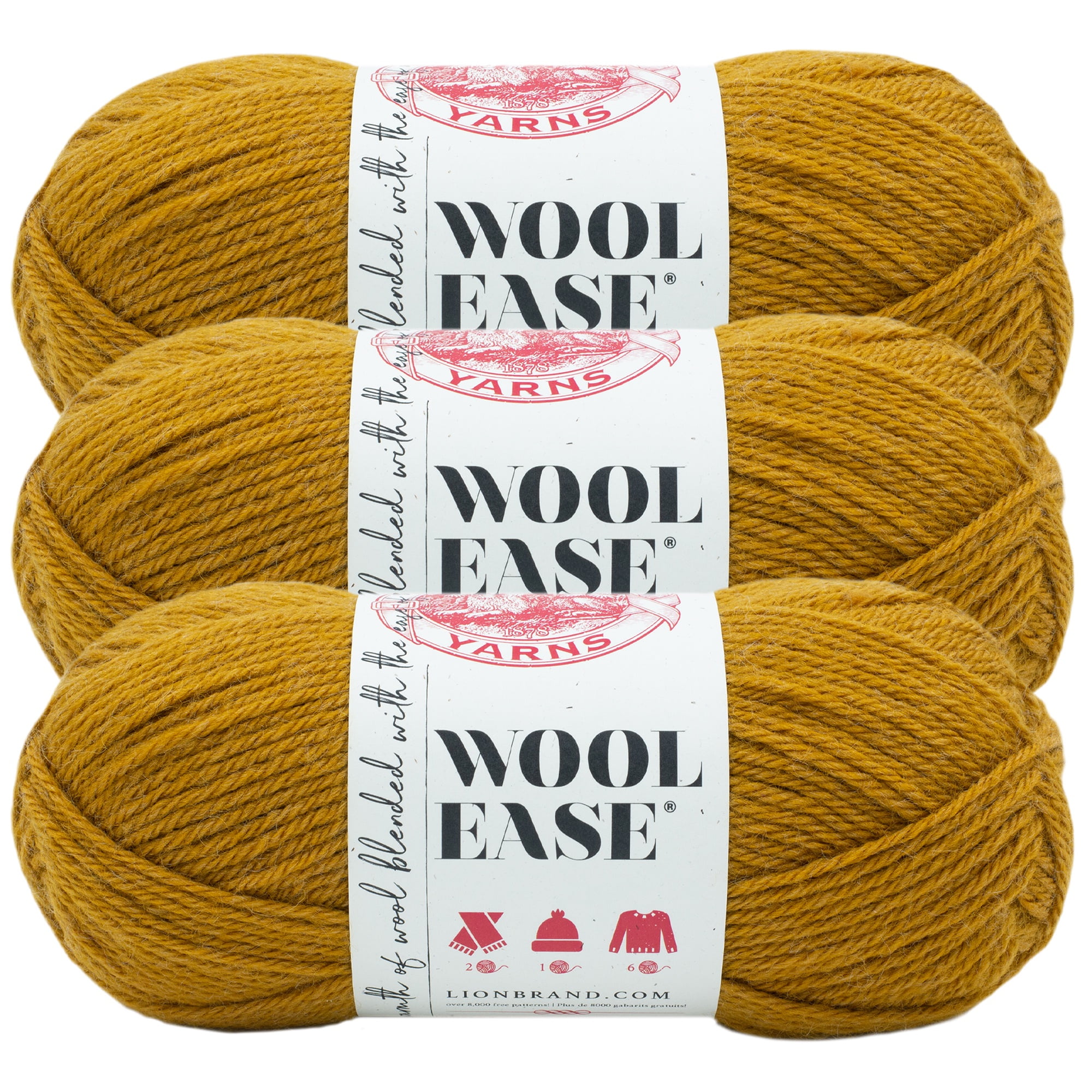 Lion Brand Yarn Wool-Ease Arrowwood Medium Acrylic, Wool Yarn 3 Pack - Walmart.com