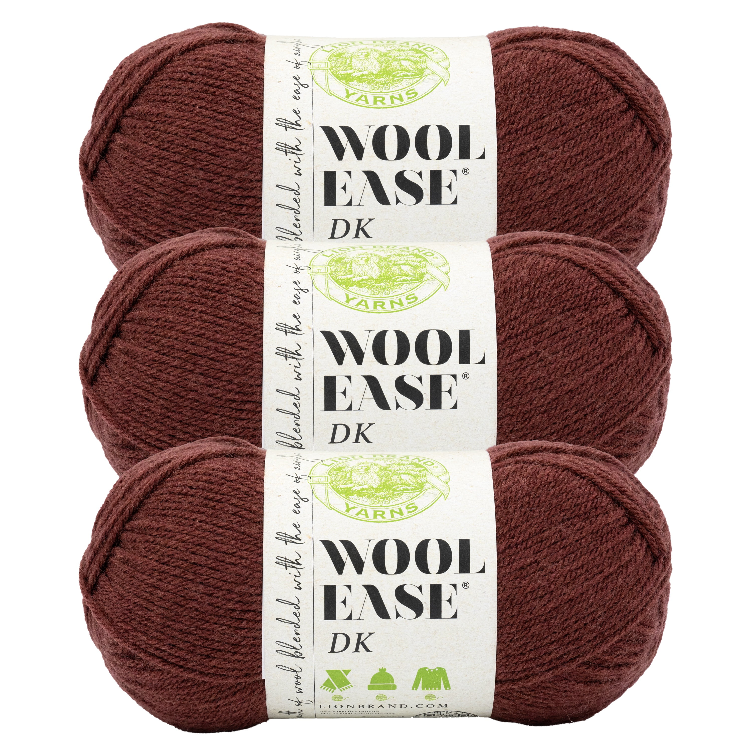Lion Brand Yarn Wool-Ease DK Cinnamon Stick Light Acrylic, Wool Yarn 3 ...