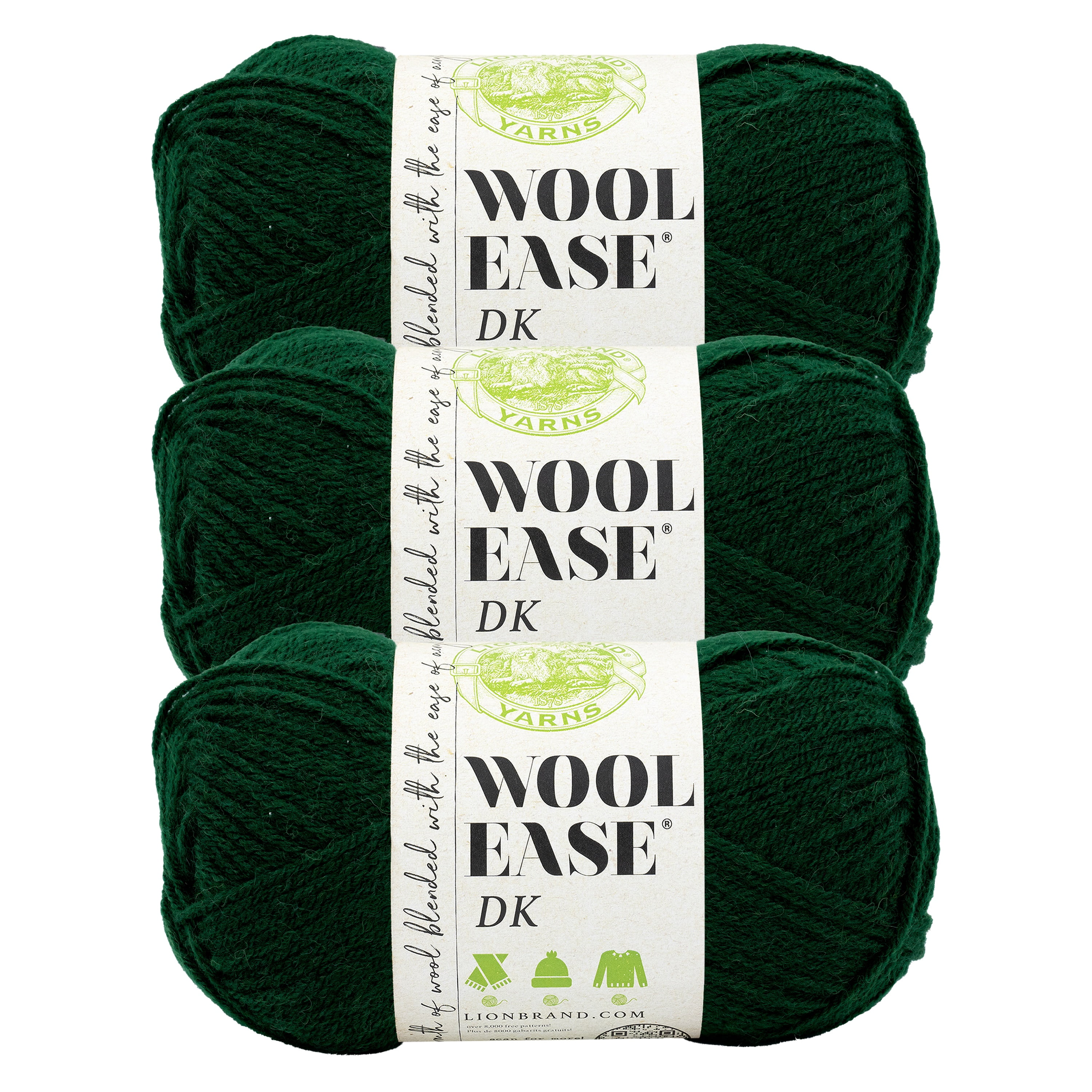 Lion Brand Yarn Wool-Ease DK Forest Green Light Acrylic, Wool Yarn 3 ...