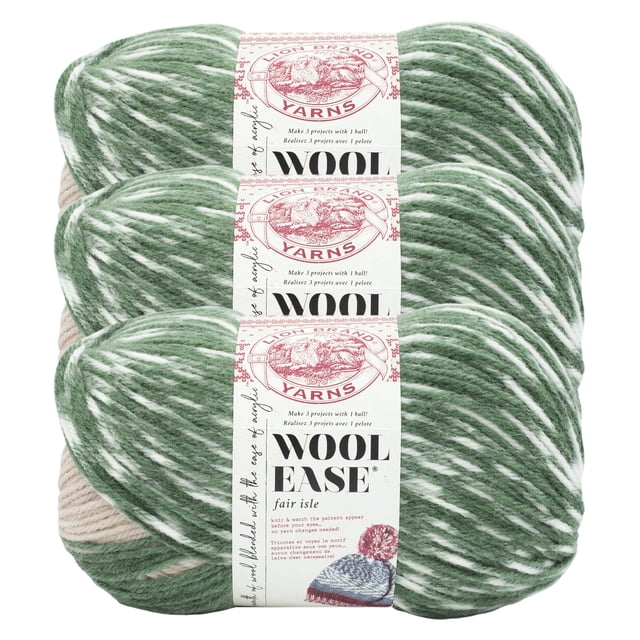Lion Brand Yarn Wool-Ease Fair Isle Beige/Olive Medium Acrylic, Wool ...