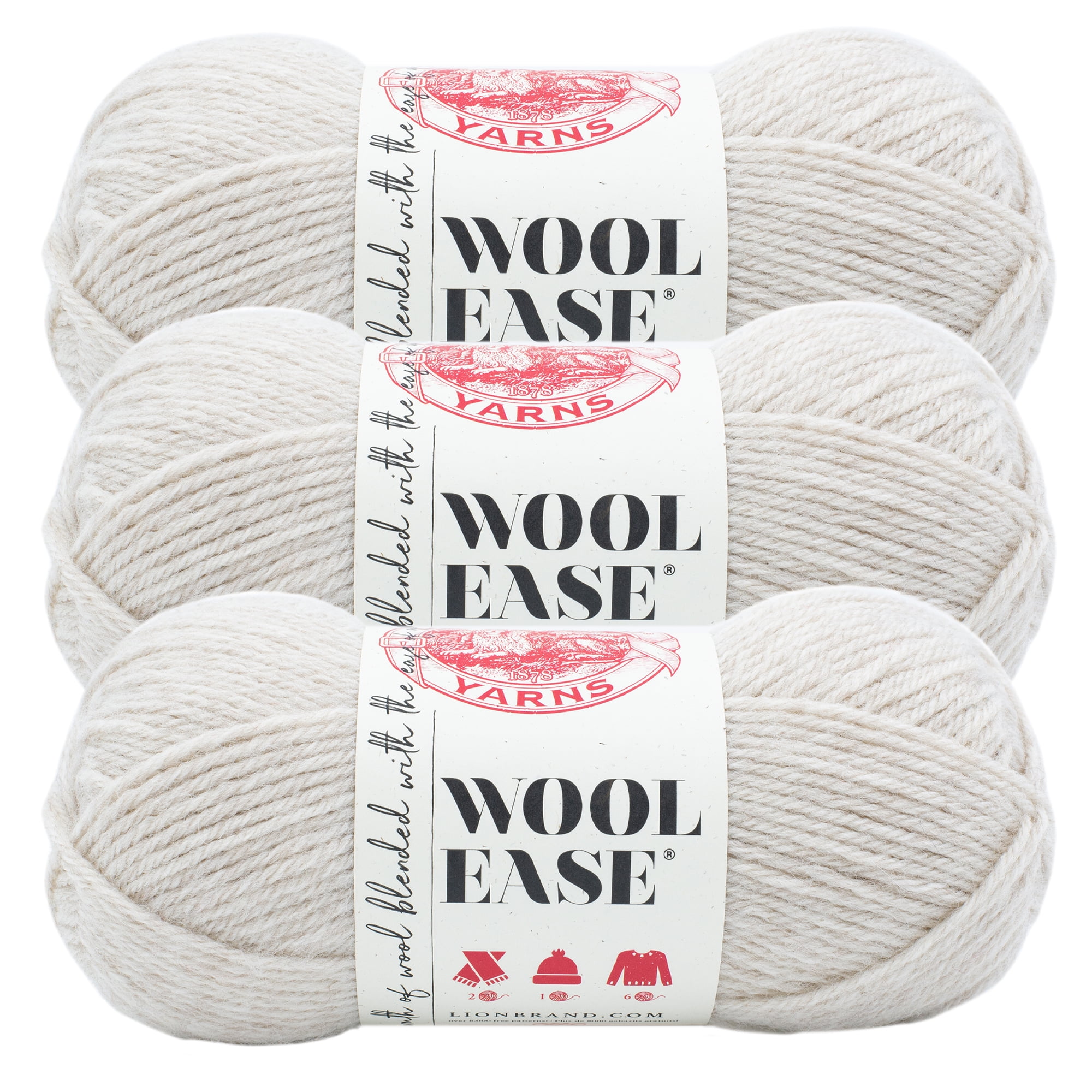 Lion Brand Yarn Wool-Ease Linen Classic Worsted Medium Acrylic, Wool ...
