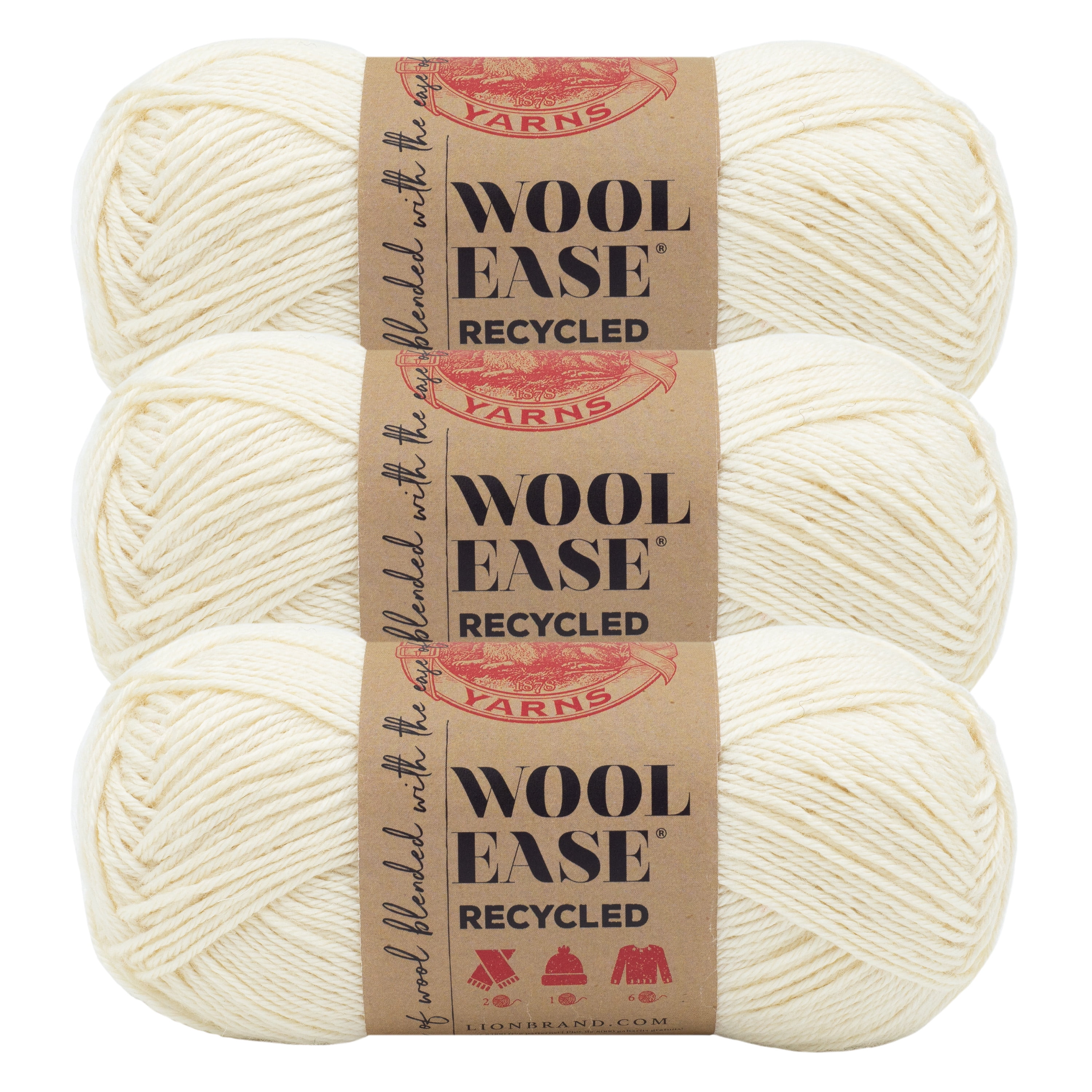 Lion Brand Yarn Wool-Ease Recycled Cream Medium Recycled Acrylic ...