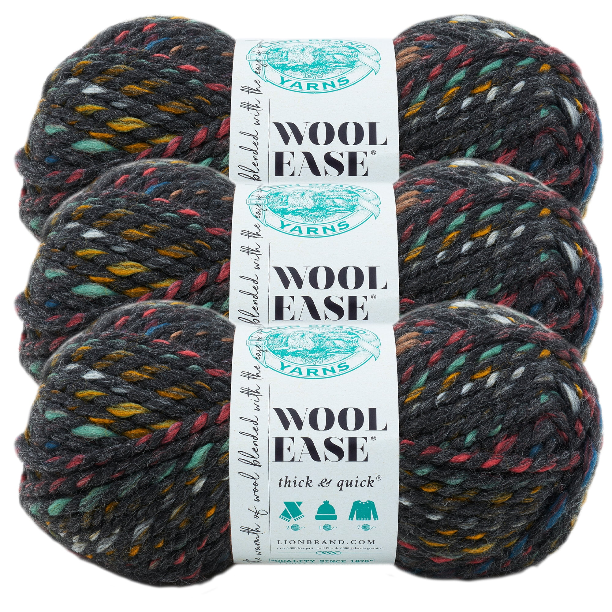 Lion Brand Yarn Wool-Ease Thick & Quick Bedrock Super Bulky Acrylic ...