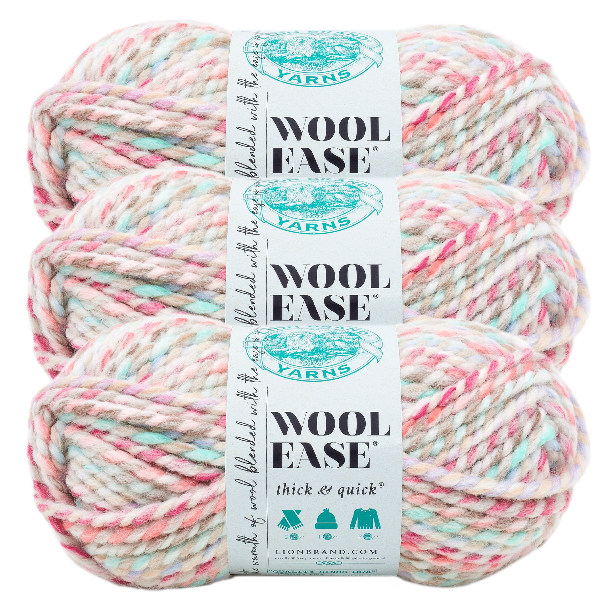 Lion Brand Yarn Wool-Ease Thick & Quick Carousel Super Bulky Acrylic ...