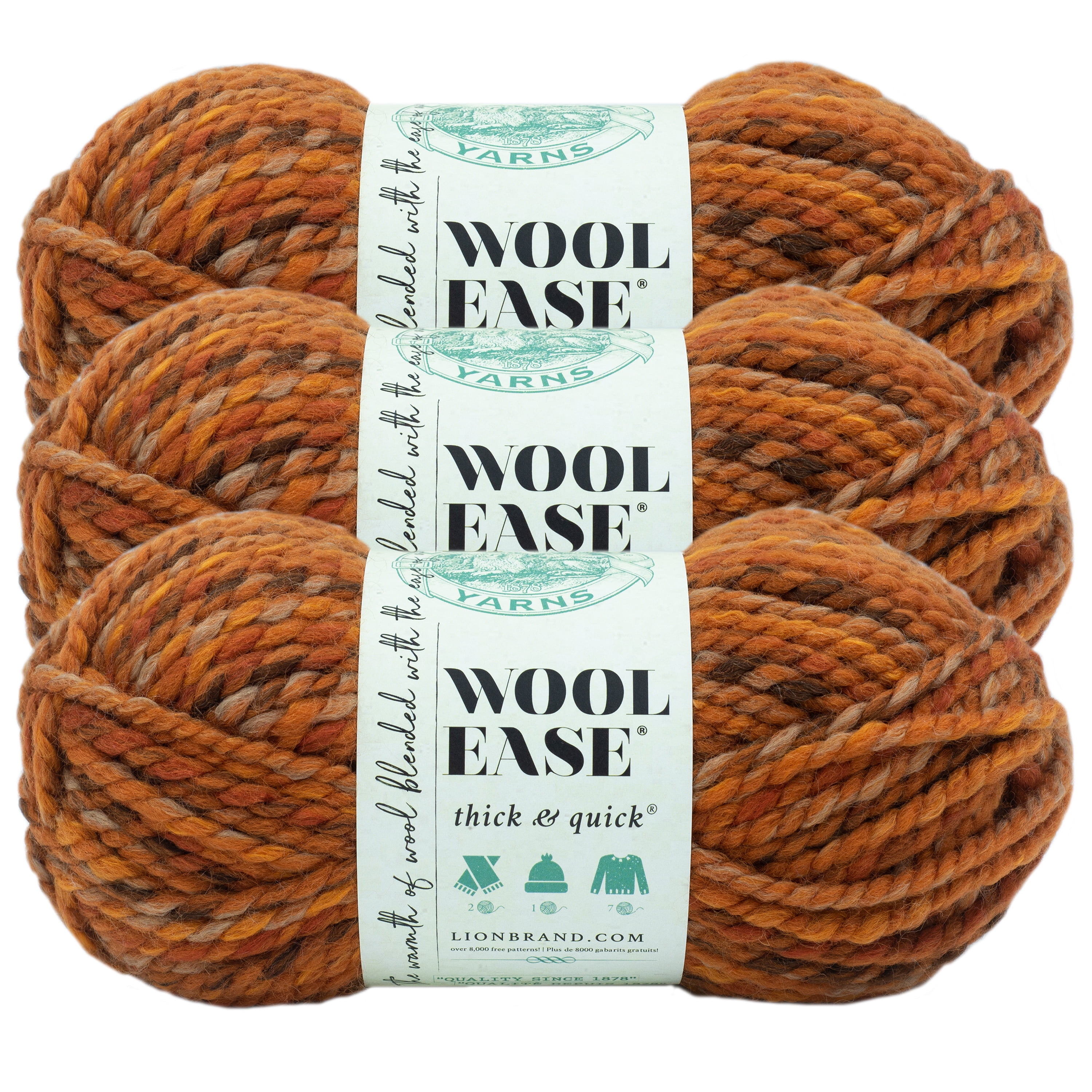 Lion Brand Yarn Wool-Ease Thick & Quick Fall Leaves Super Bulky Acrylic ...