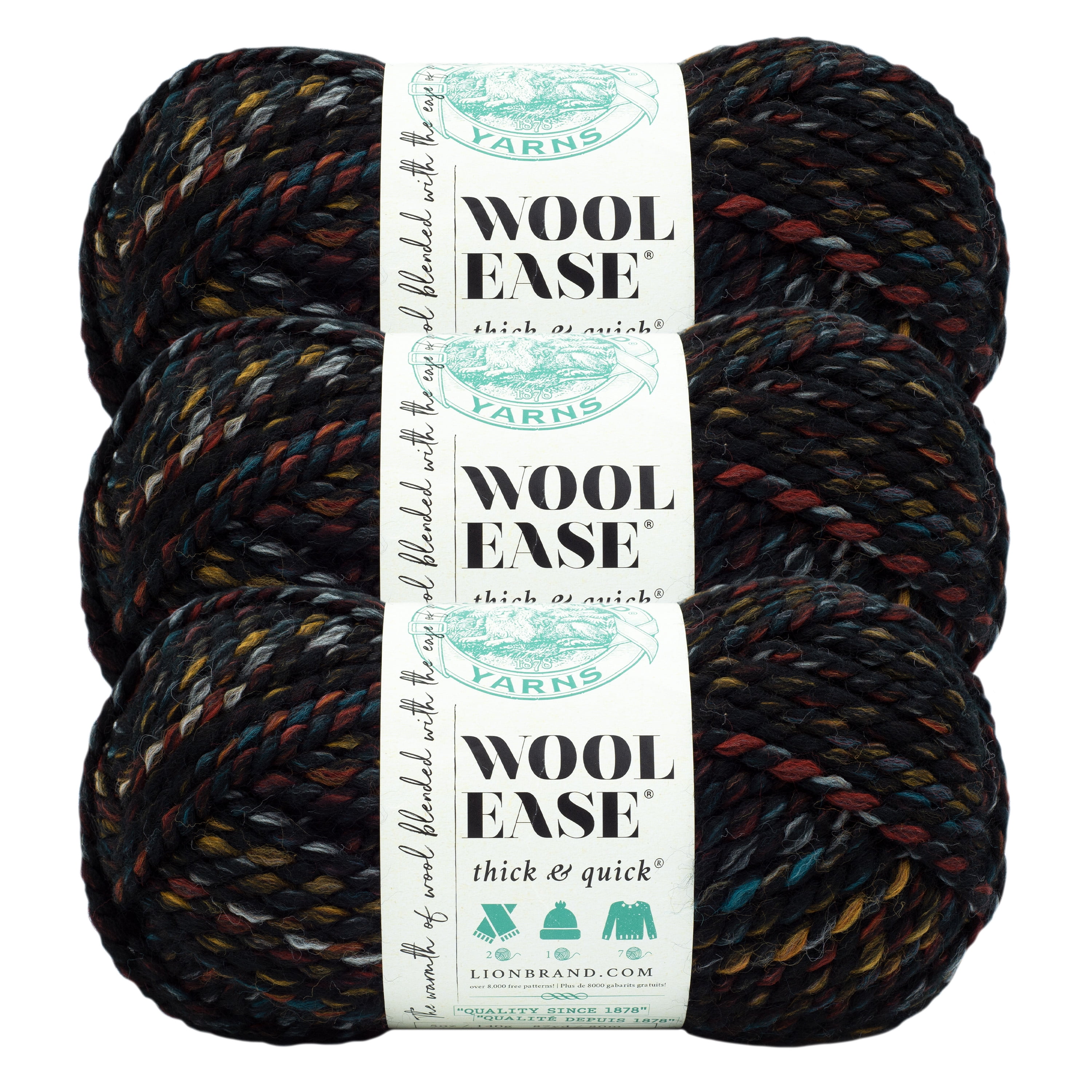 Lion Brand Yarn Wool-Ease Thick & Quick Oil Slick Super Bulky Acrylic ...