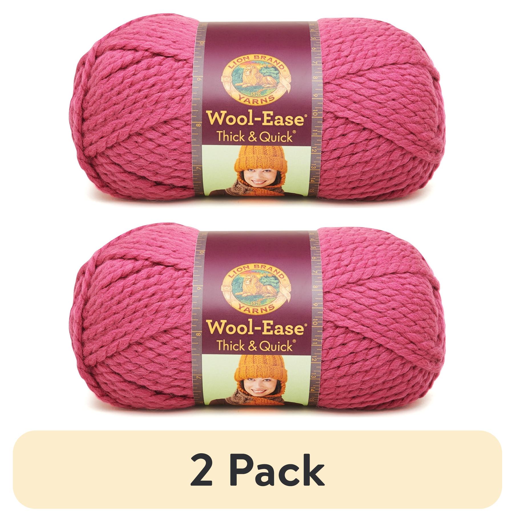 (2 pack) Lion Brand Yarn Wool Ease Thick & Quick Raspberry 640-112 ...