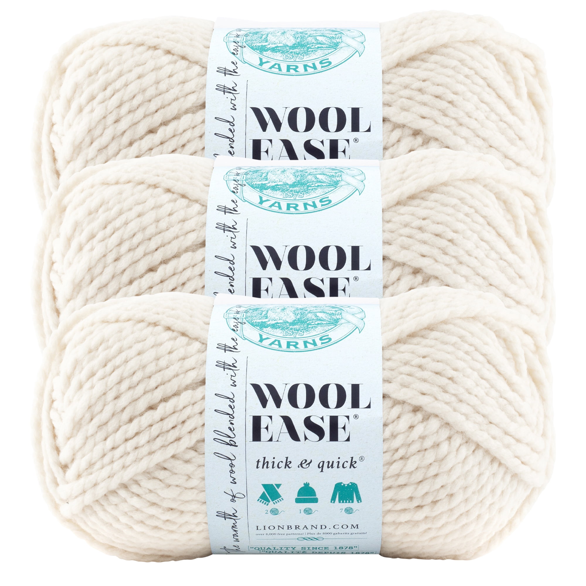 Lion Brand Yarn Wool-Ease Thick & Quick Fisherman Super Bulky Acrylic ...