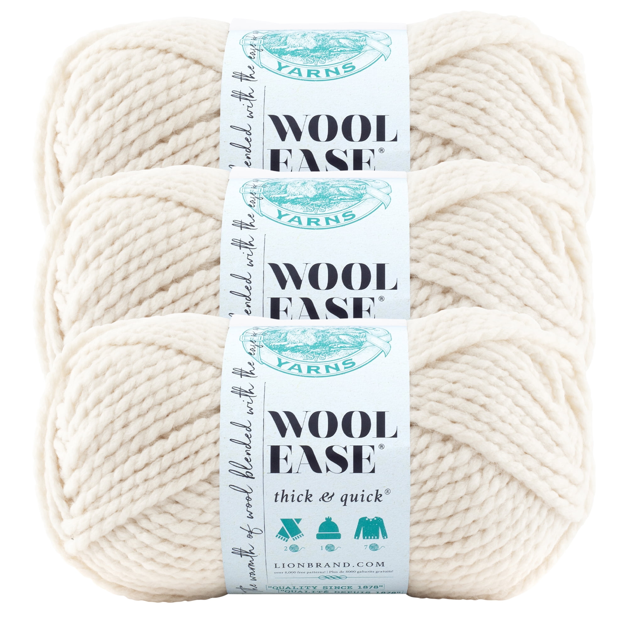 Lion Brand Yarn Wool-Ease Thick and Quick Fisherman Classic Super Bulky ...