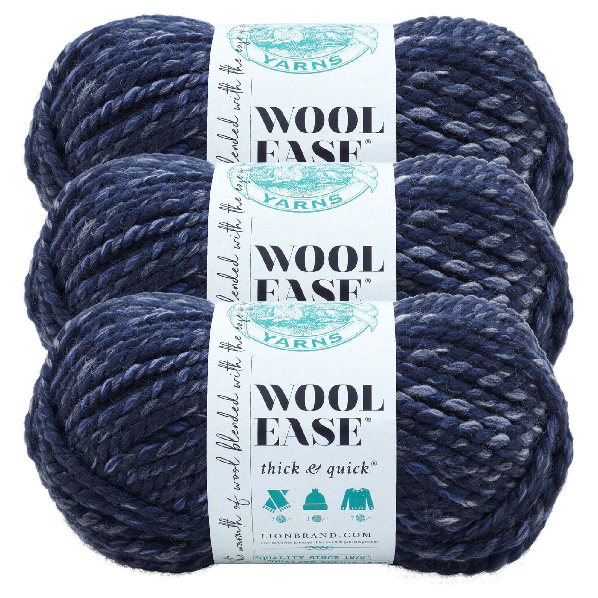 Lion Brand Yarn Wool-Ease Thick & Quick River Run Super Bulky Acrylic ...